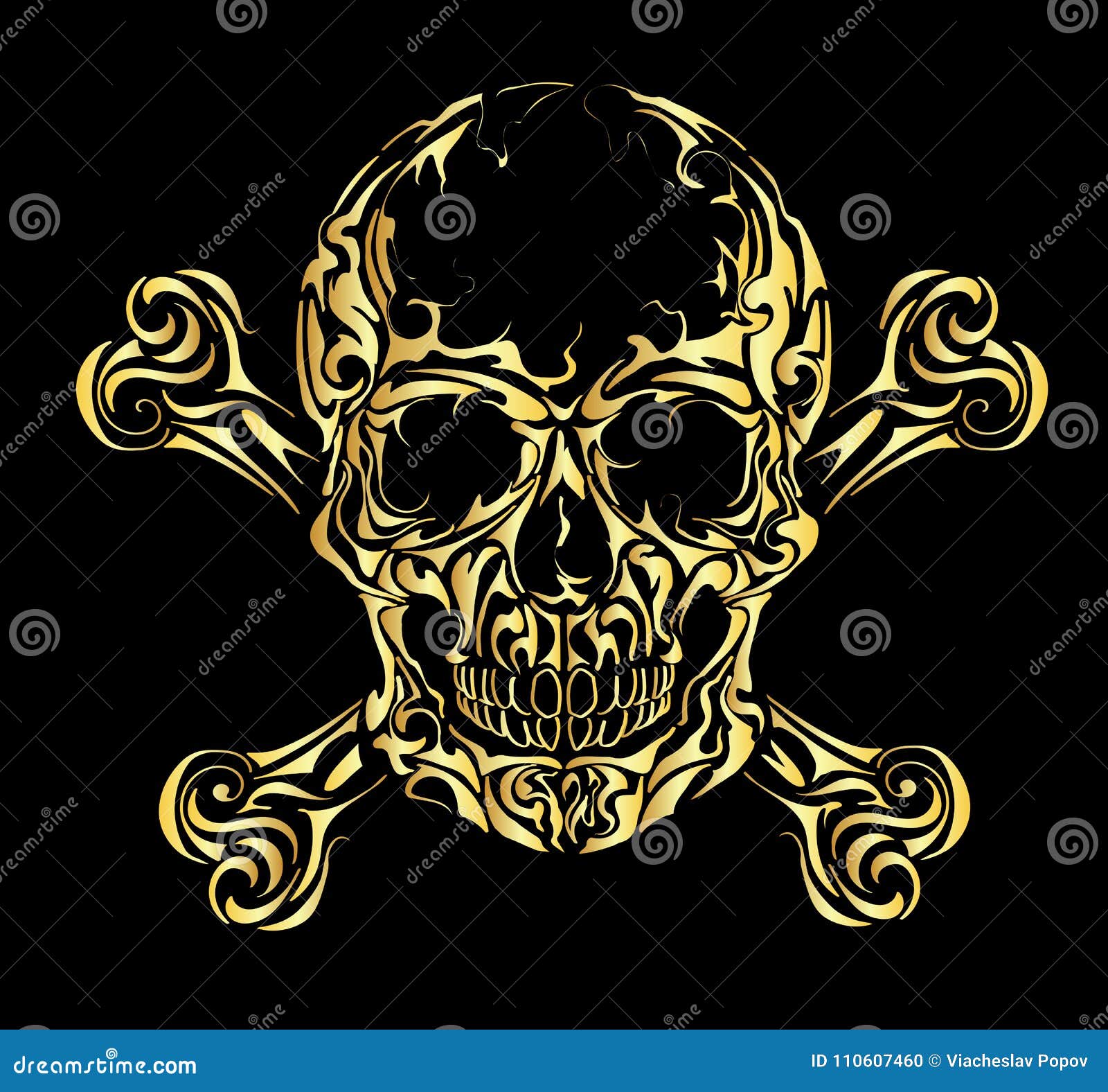 Skull and Bones Warning Sign. Stock Illustration - Illustration of ...