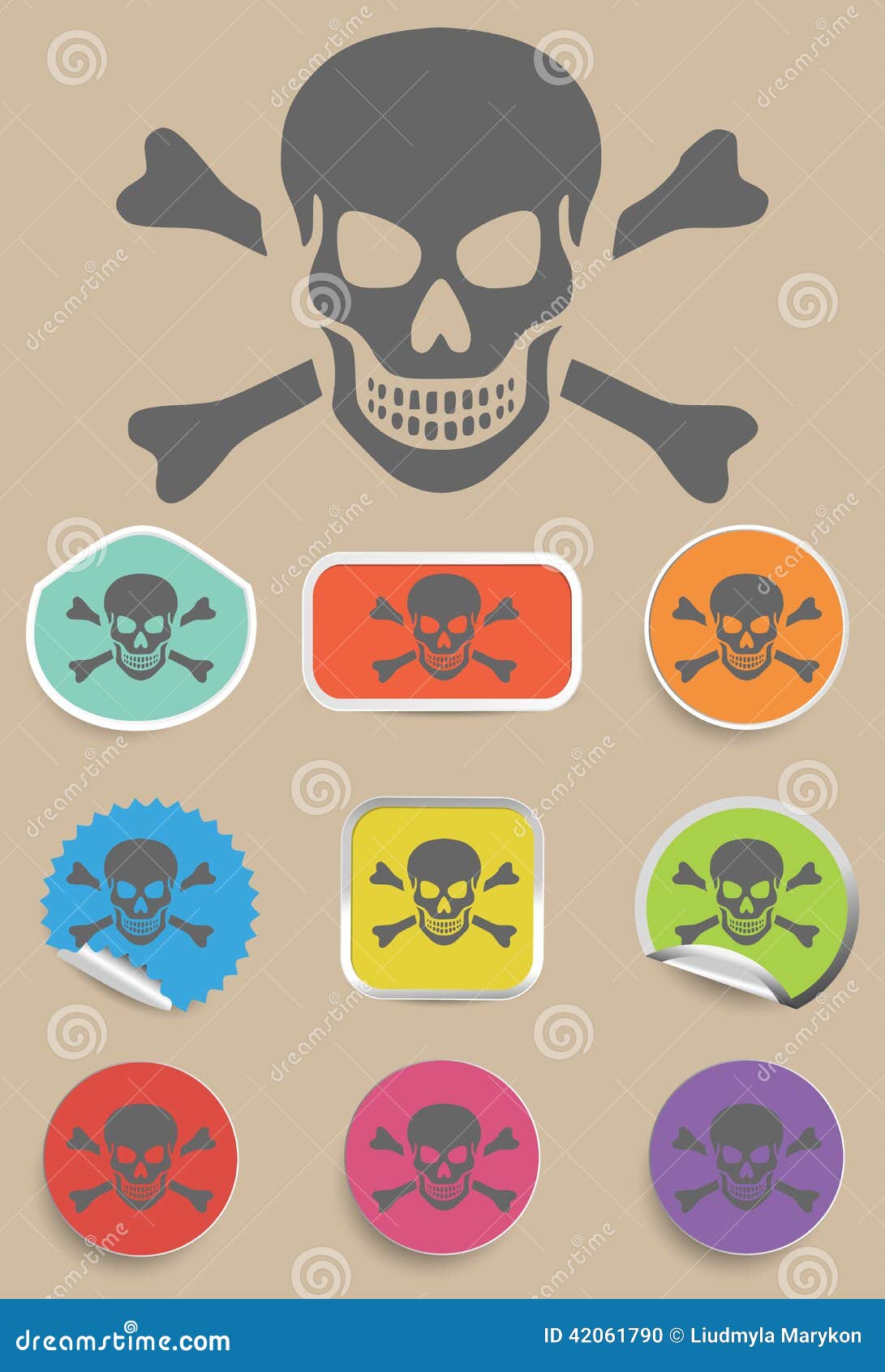 Skull and Bones Warning Sign - Vector Stock Vector - Illustration of ...