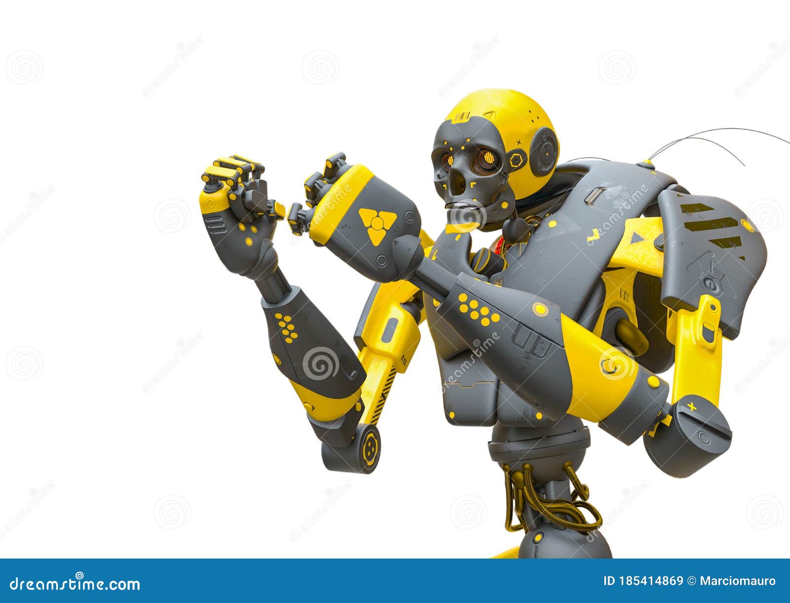 Skull Bot is Ready for War in a White Background Stock Illustration ...