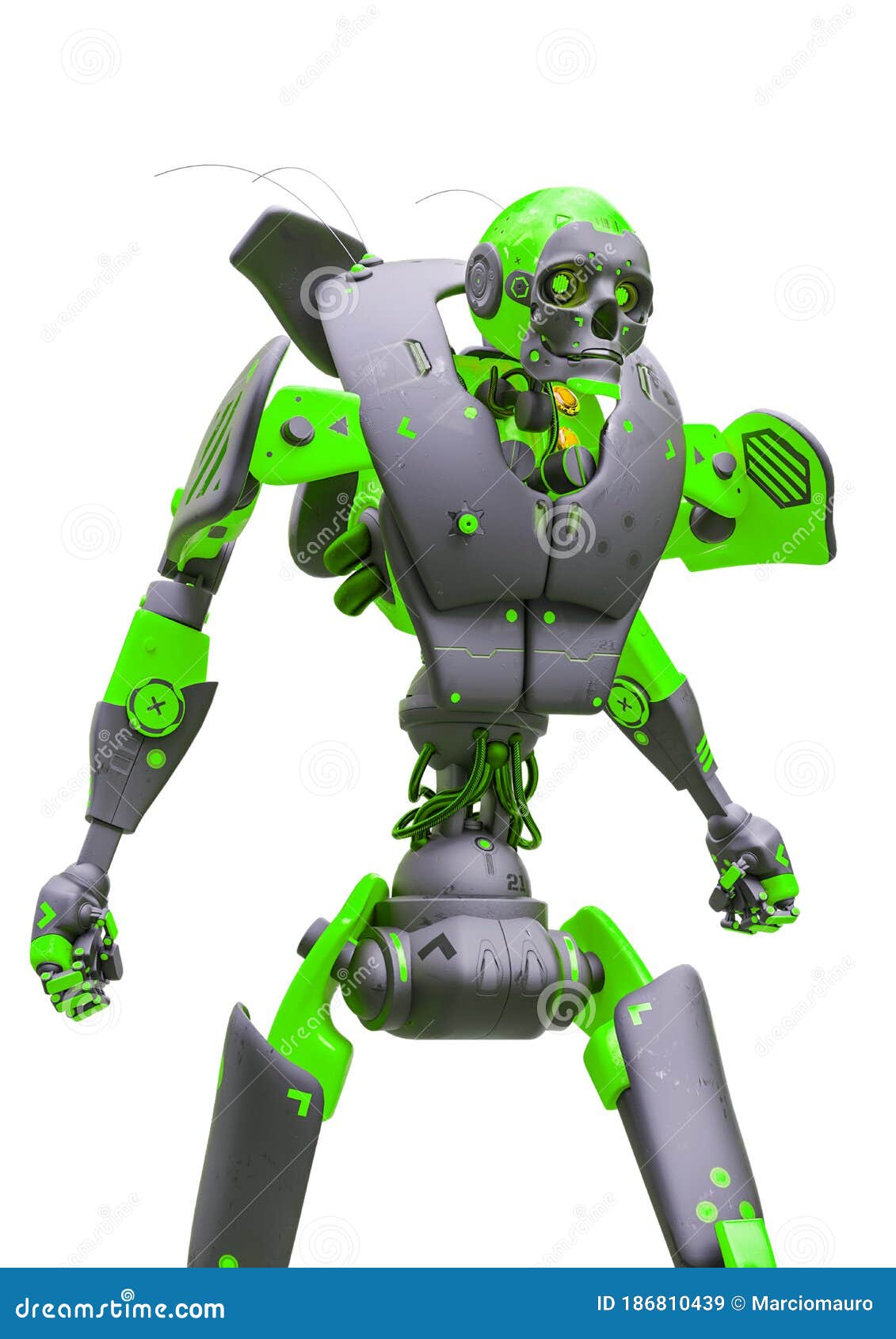 Skull Bot is Ready in a White Background Stock Illustration ...