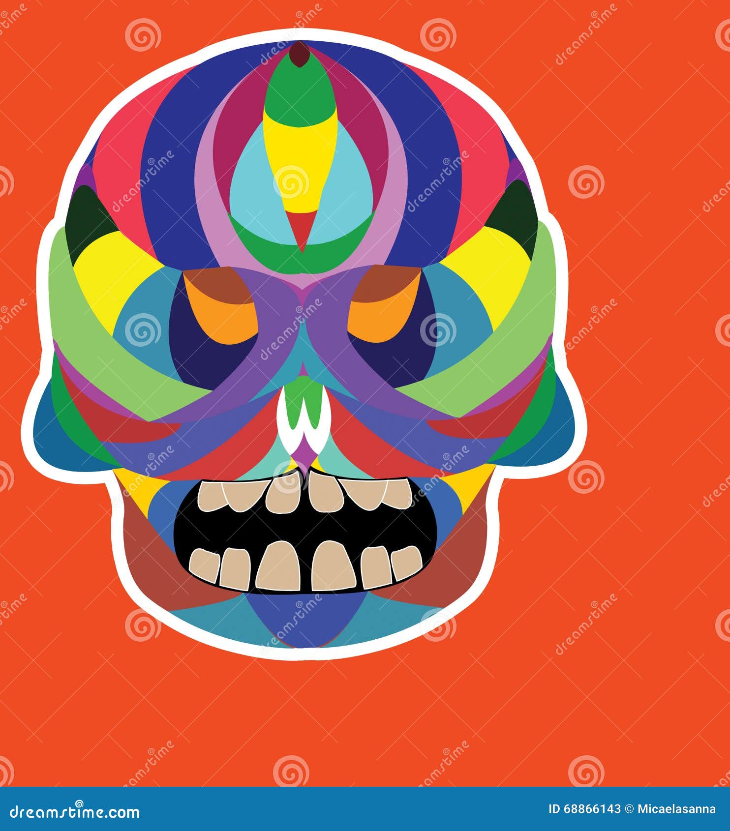 Skull stock illustration. Illustration of flower, dead - 68866143