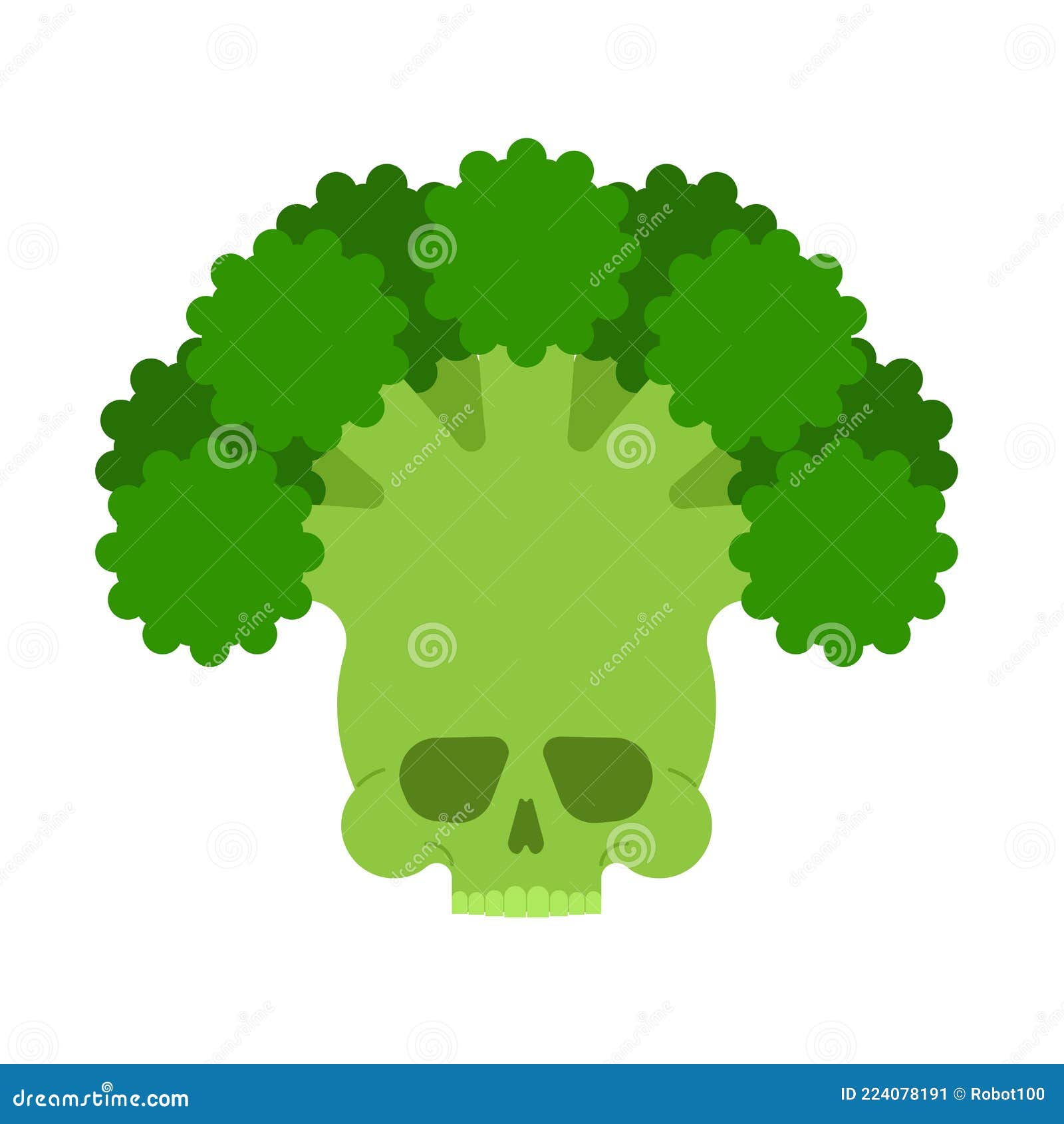 Skull Broccoli Isolated. Deadly Scary Vegetable Vector Illustration ...