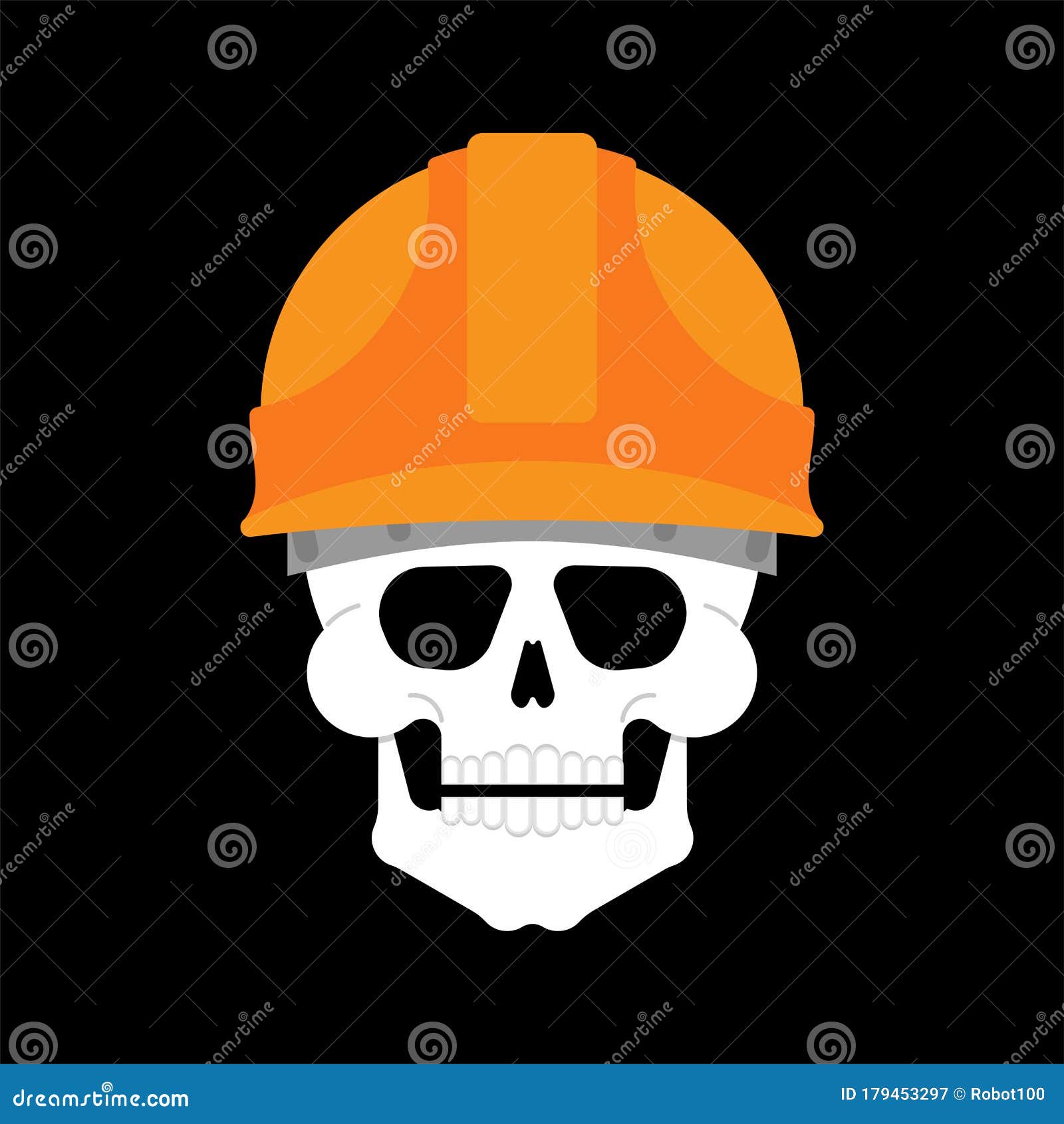 Builder Skull Smoking Cigar Cartoon Vector | CartoonDealer.com #136007585