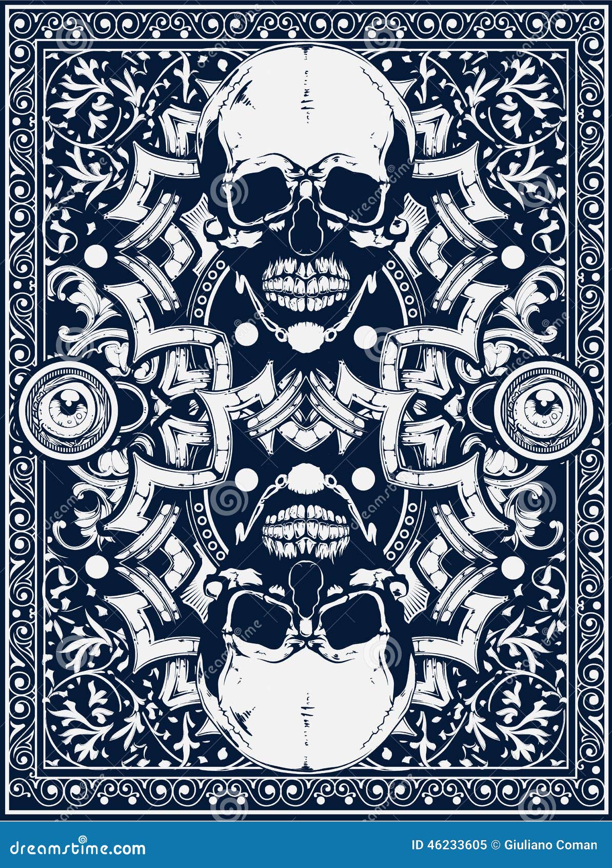 Skull card stock vector. Illustration of drawn, background - 46233605