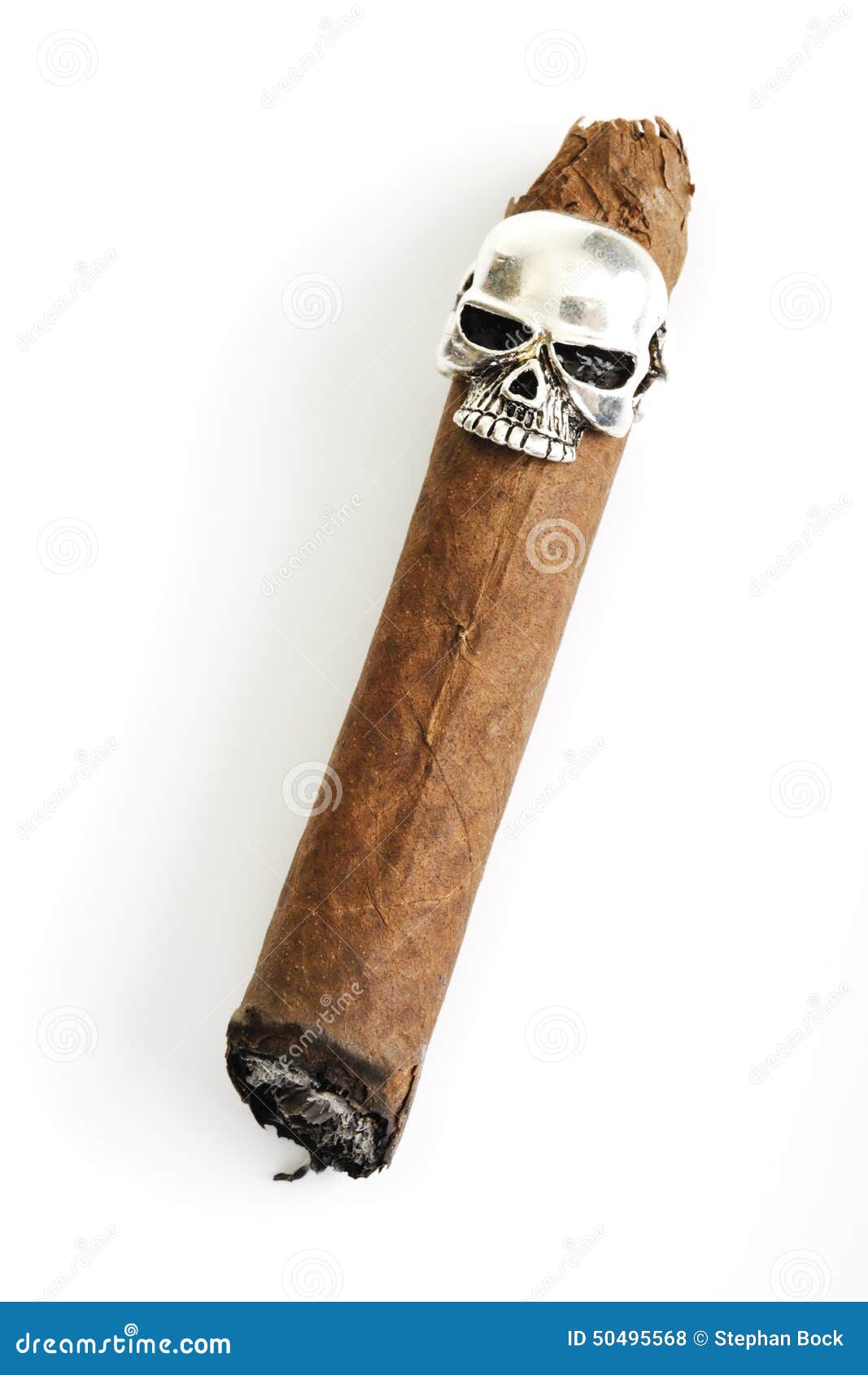 Skull on cigar stock photo. Image of metal, creepy, lethal - 50495568