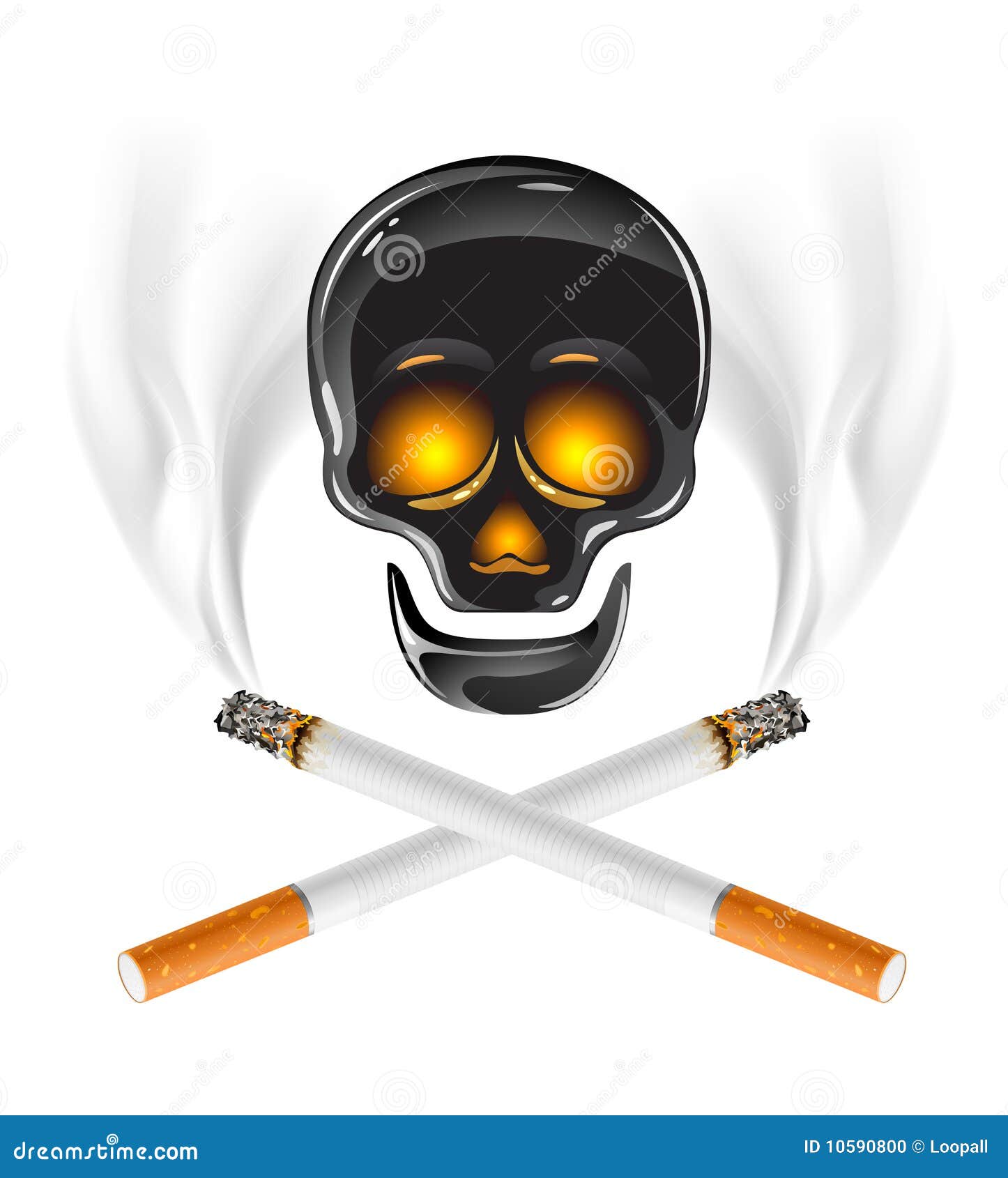 Skull with Cigarettes - Danger of Smoking Stock Illustration ...