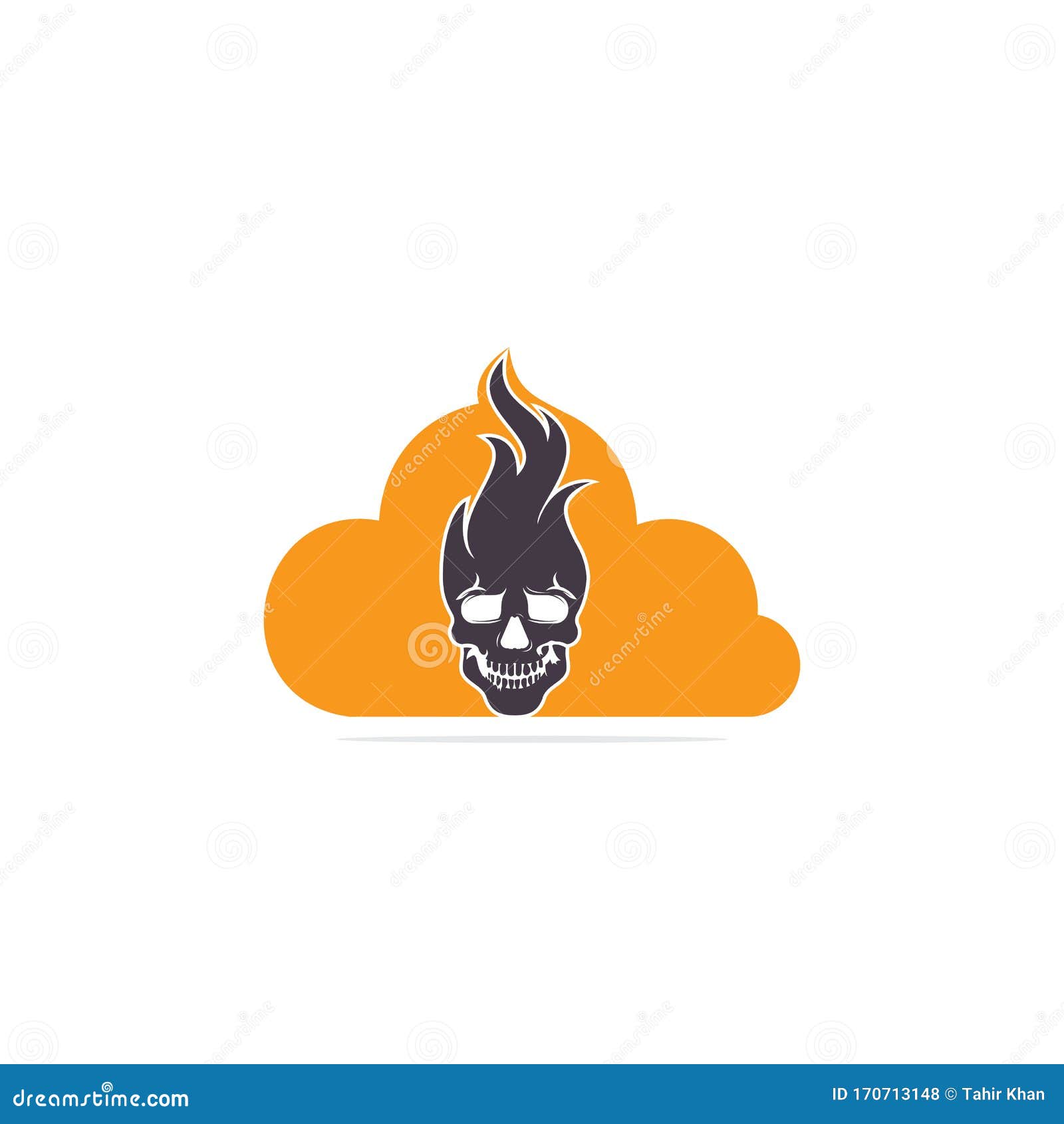 Skull with Cloud Logo Design Template Stock Illustration - Illustration ...