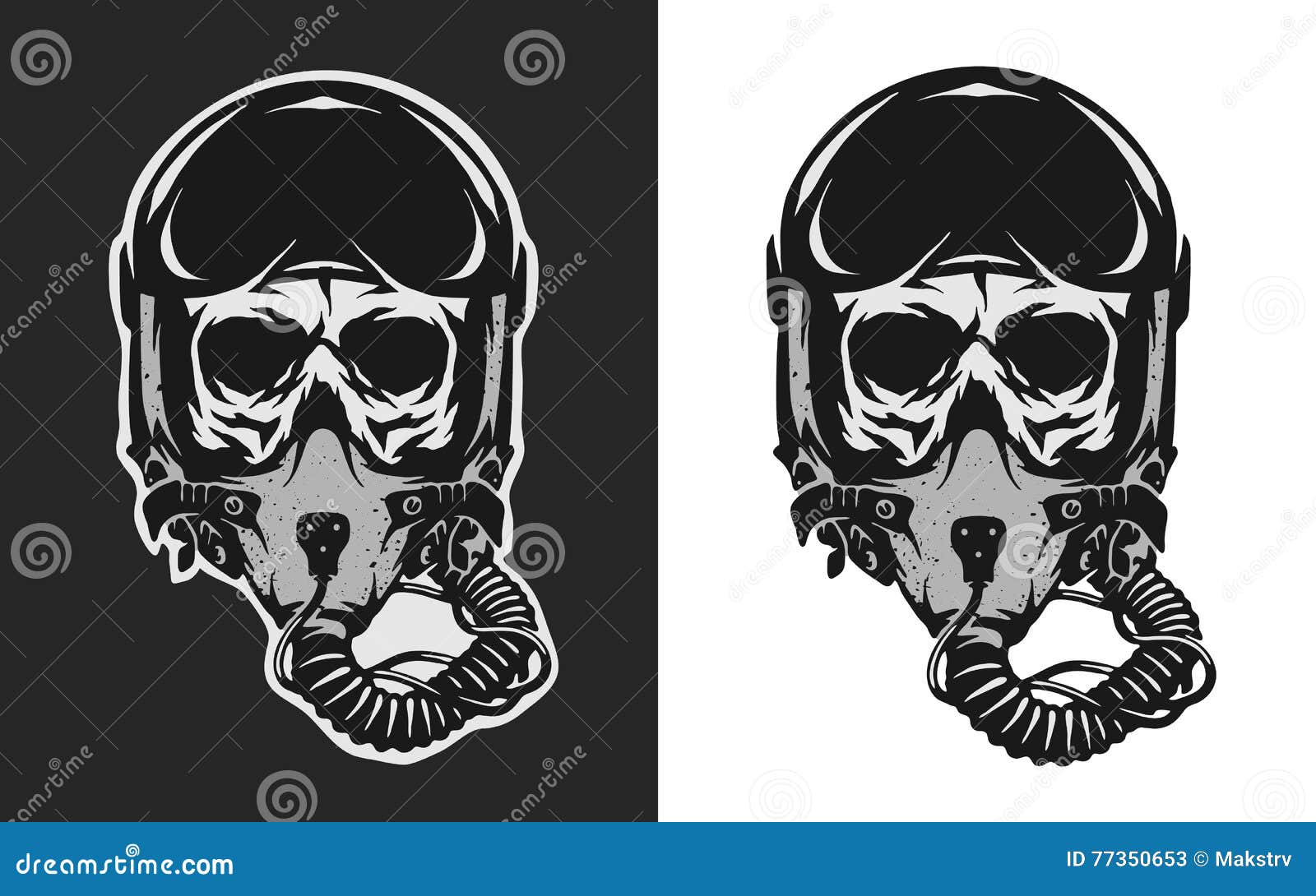 Skull in Combat Pilot Helmet. Stock Vector - Illustration of mask ...