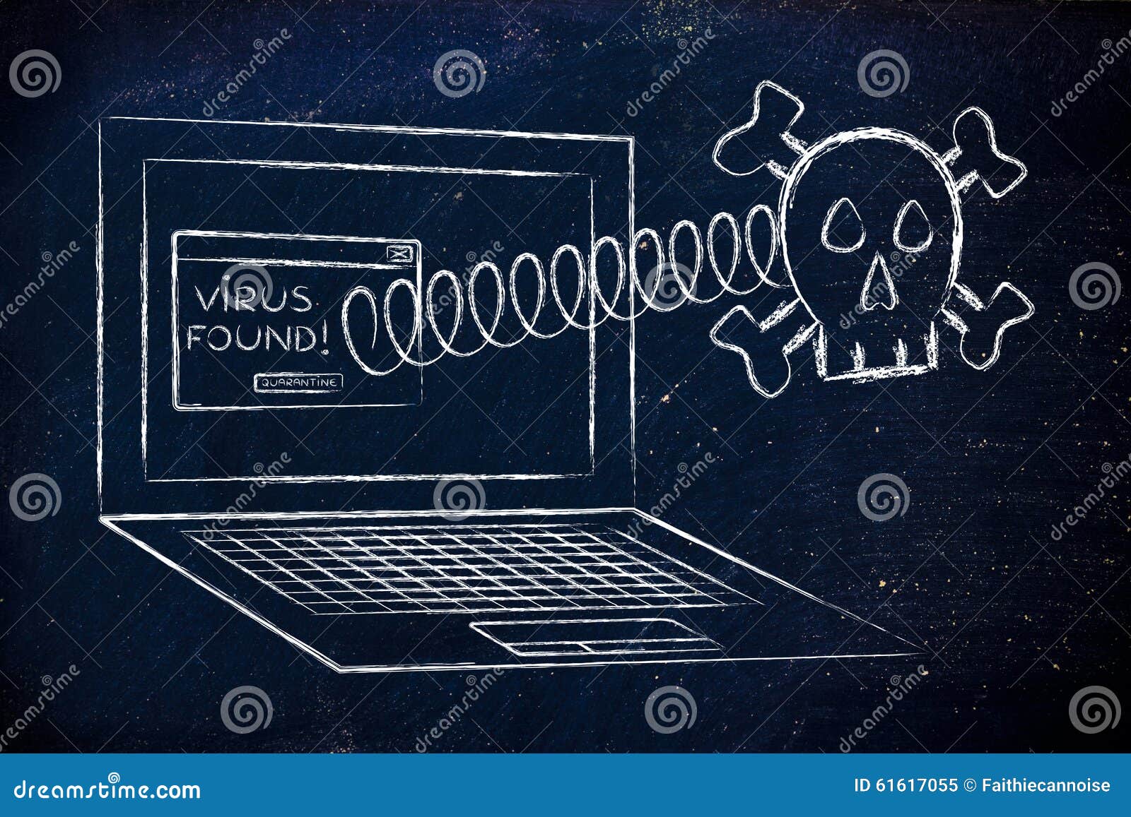 Skull Coming Out of Laptop with Virus Message Stock Image - Image of ...