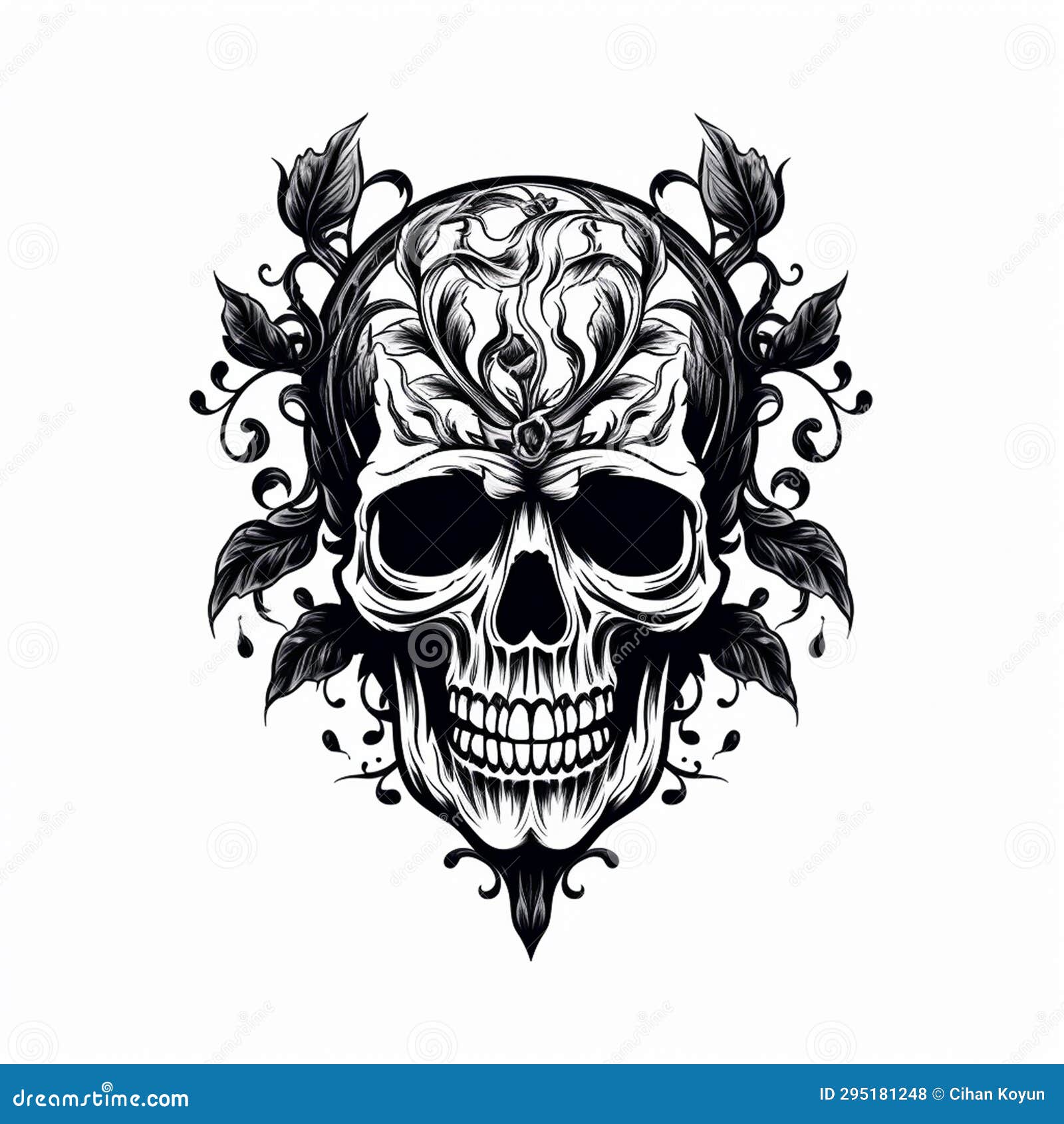 Skull with Compass stock illustration. Illustration of mouth - 295181248