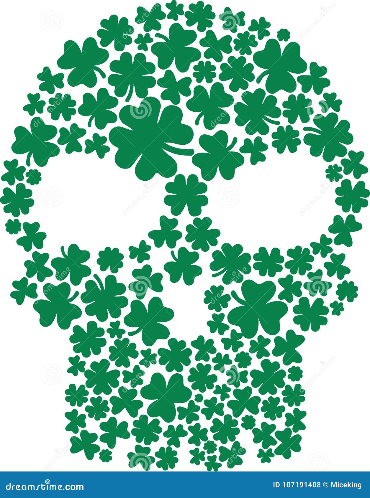 Skull Composed with Clovers Stock Vector - Illustration of green ...