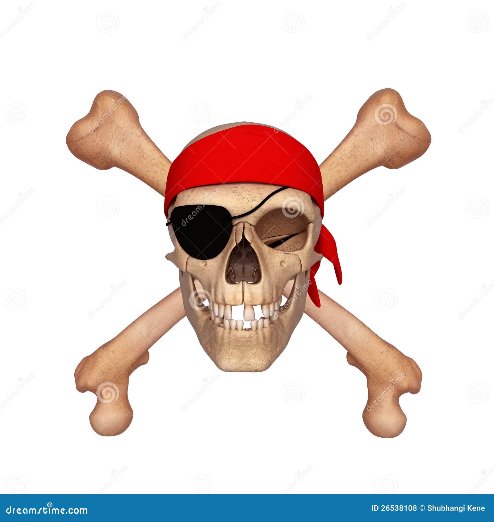 Skull Covered with Red Scarf Stock Illustration - Illustration of ...