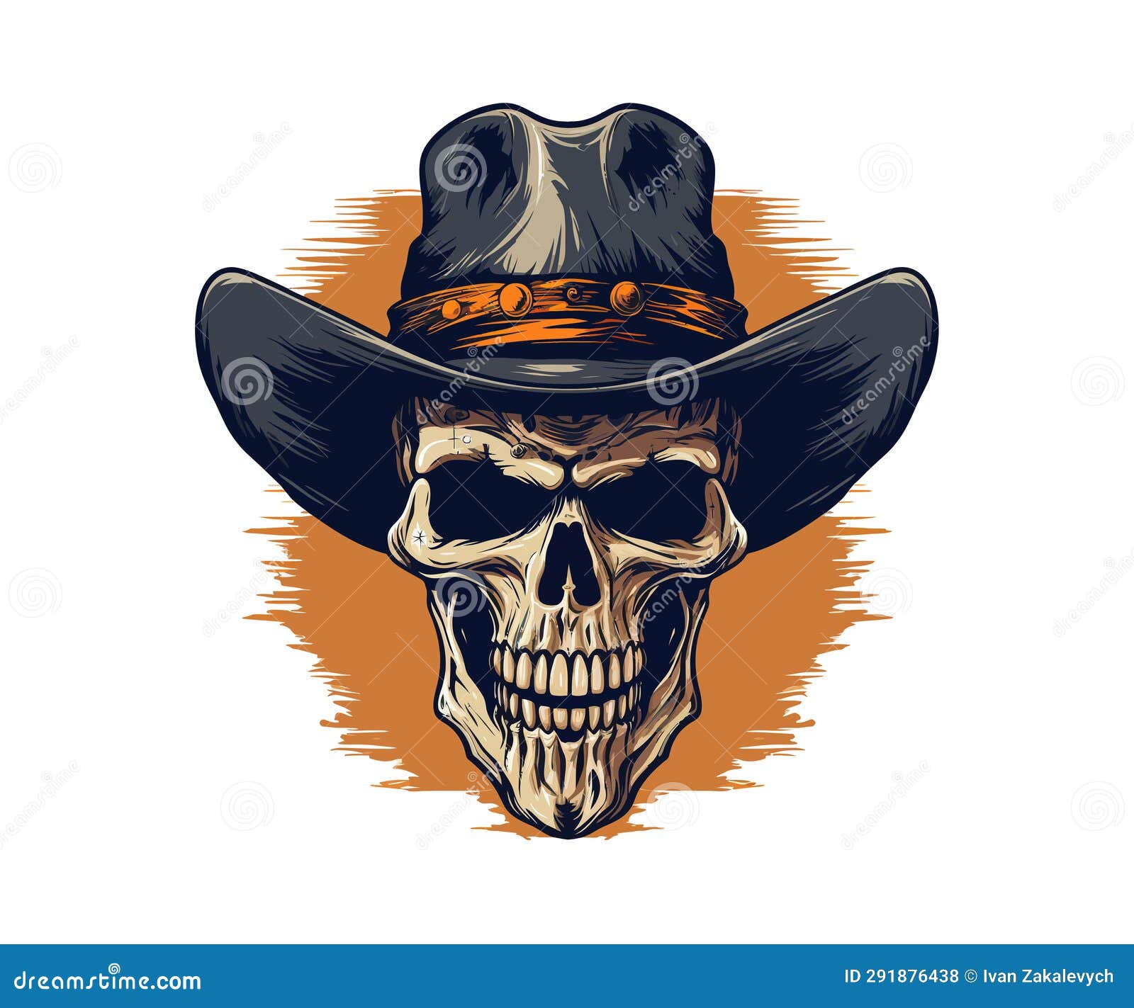 Skull in a Cowboy Hat. Vector Illustration Design Stock Illustration ...