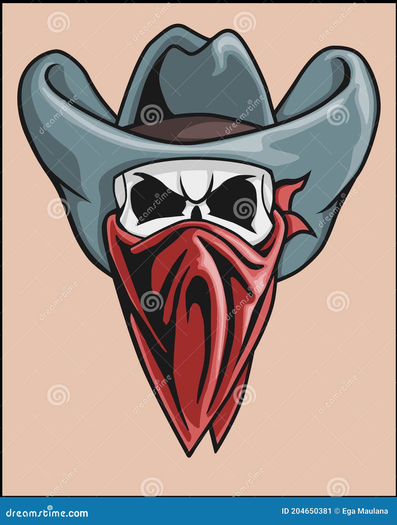 Skull cowboy stock illustration. Illustration of cartoon - 204650381