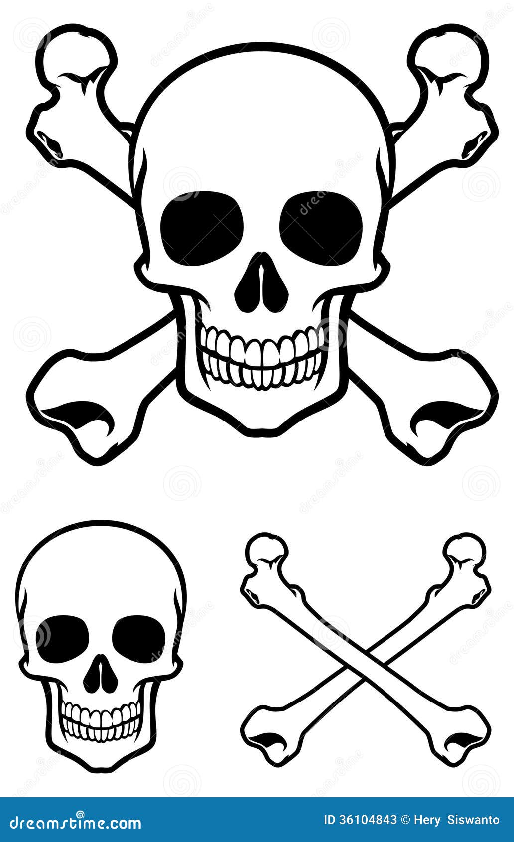 Skull Bone Head Black Amd White Illustration | CartoonDealer.com #131454832