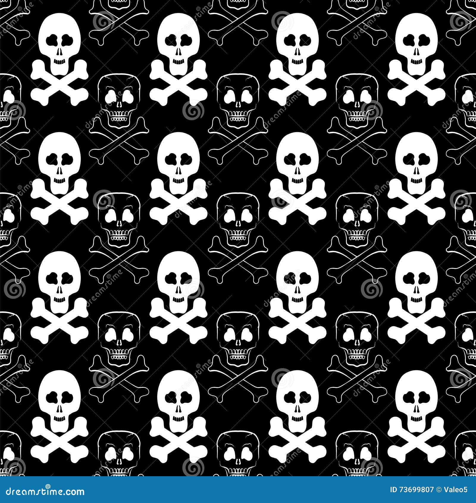 Skull Cross Bones Seamless Pattern Stock Vector - Illustration of ...