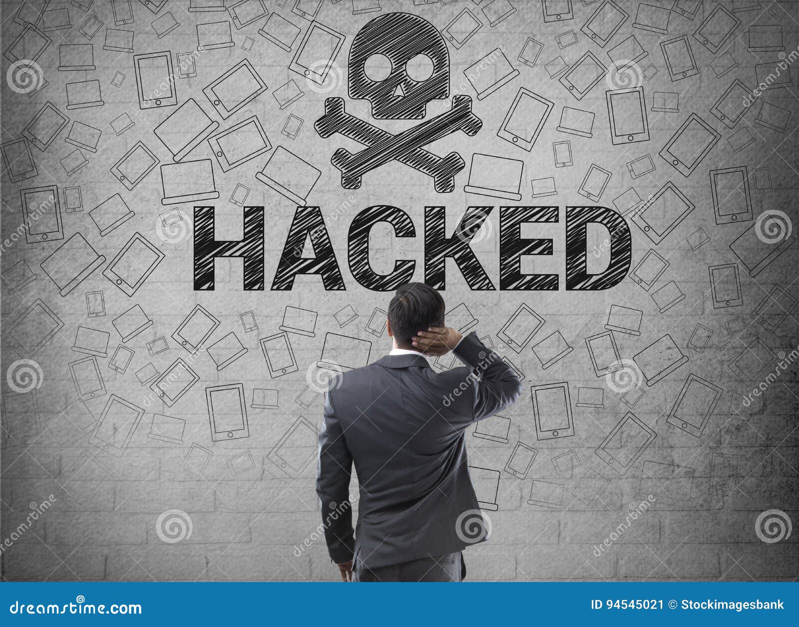 Skull and Crossbones with Hacked Message Stock Image - Image of ...