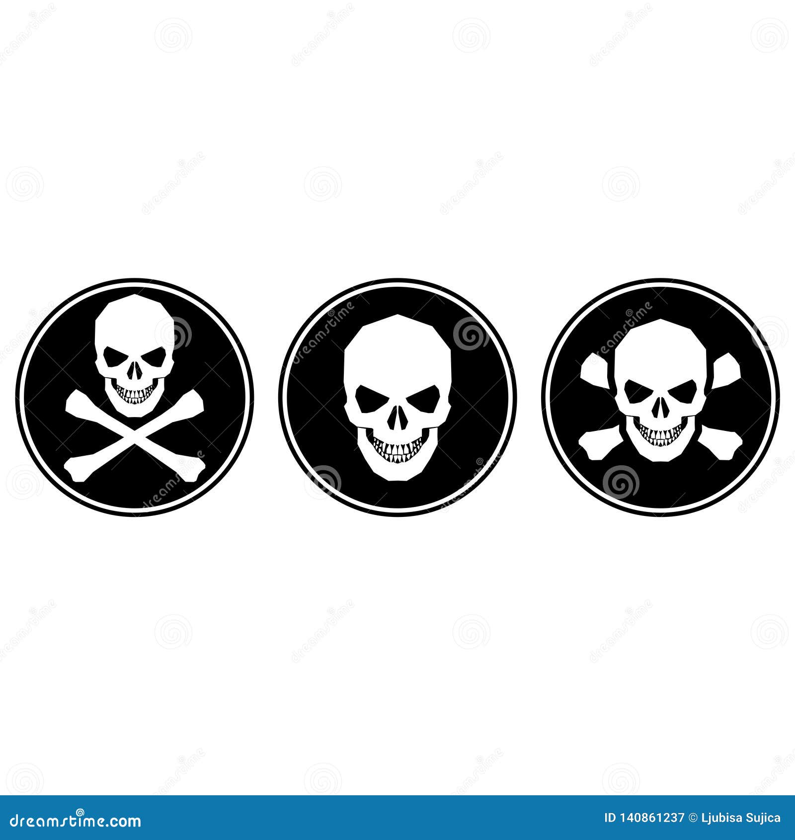 Skull And Crossbones Icon Or Button Stock Vector - Illustration of ...