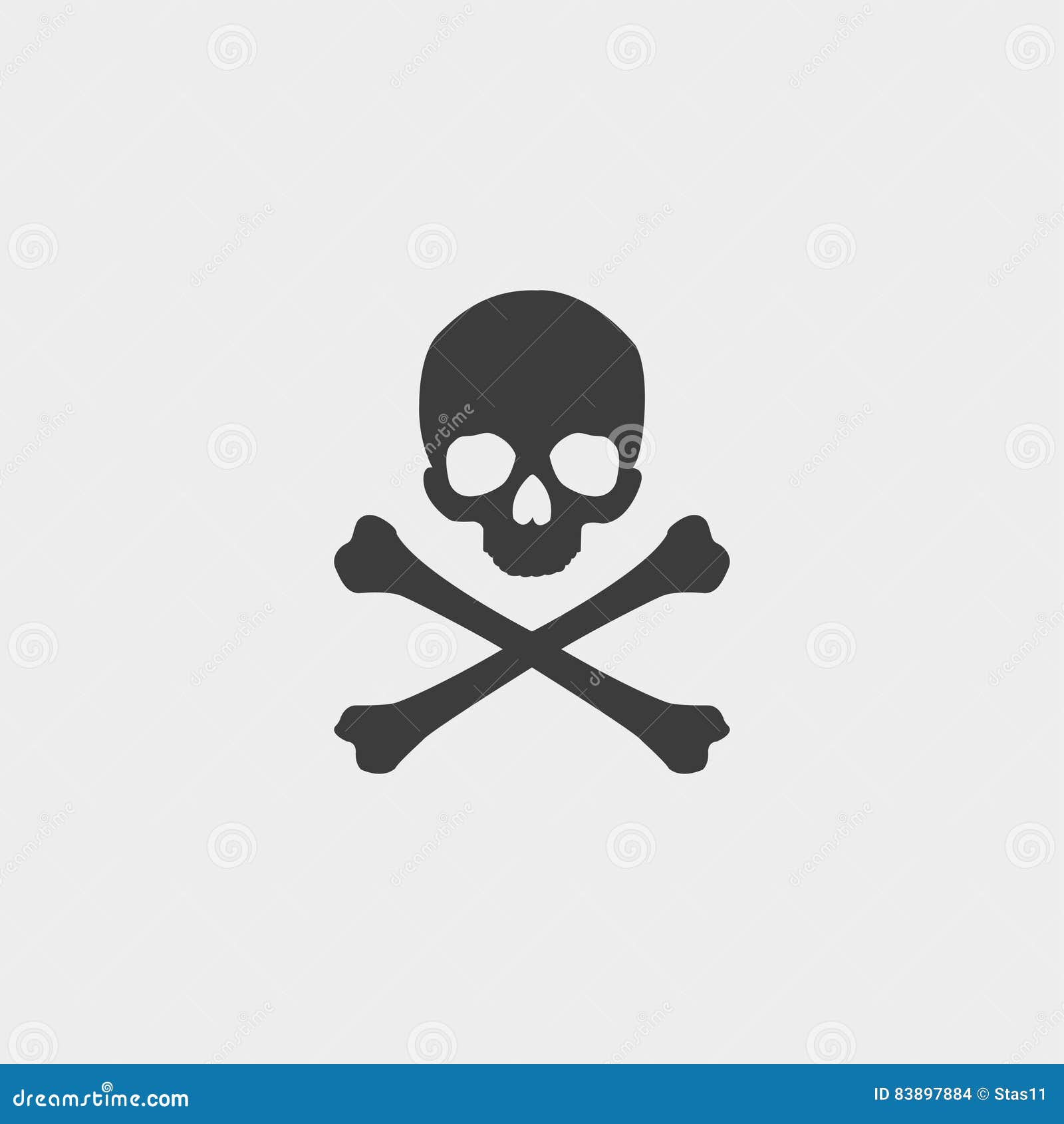 Skull and Crossbones Icon in a Flat Design in Black Color. Vector ...