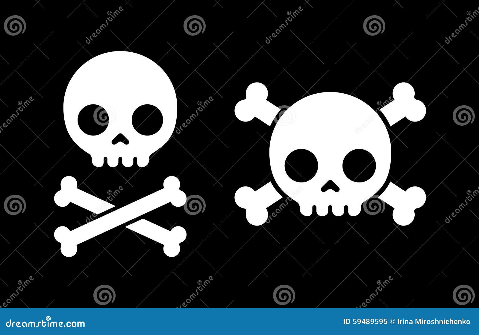 Skull and crossbones icons stock vector. Illustration of human - 59489595