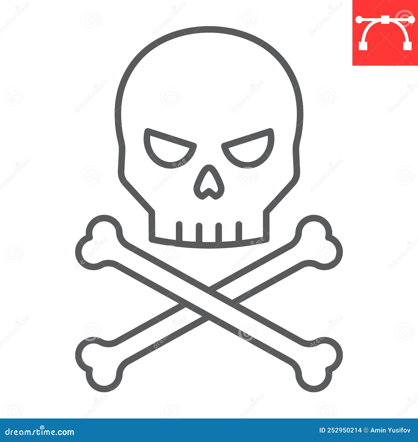 Skull and Crossbones Line Icon Stock Vector - Illustration of vector ...