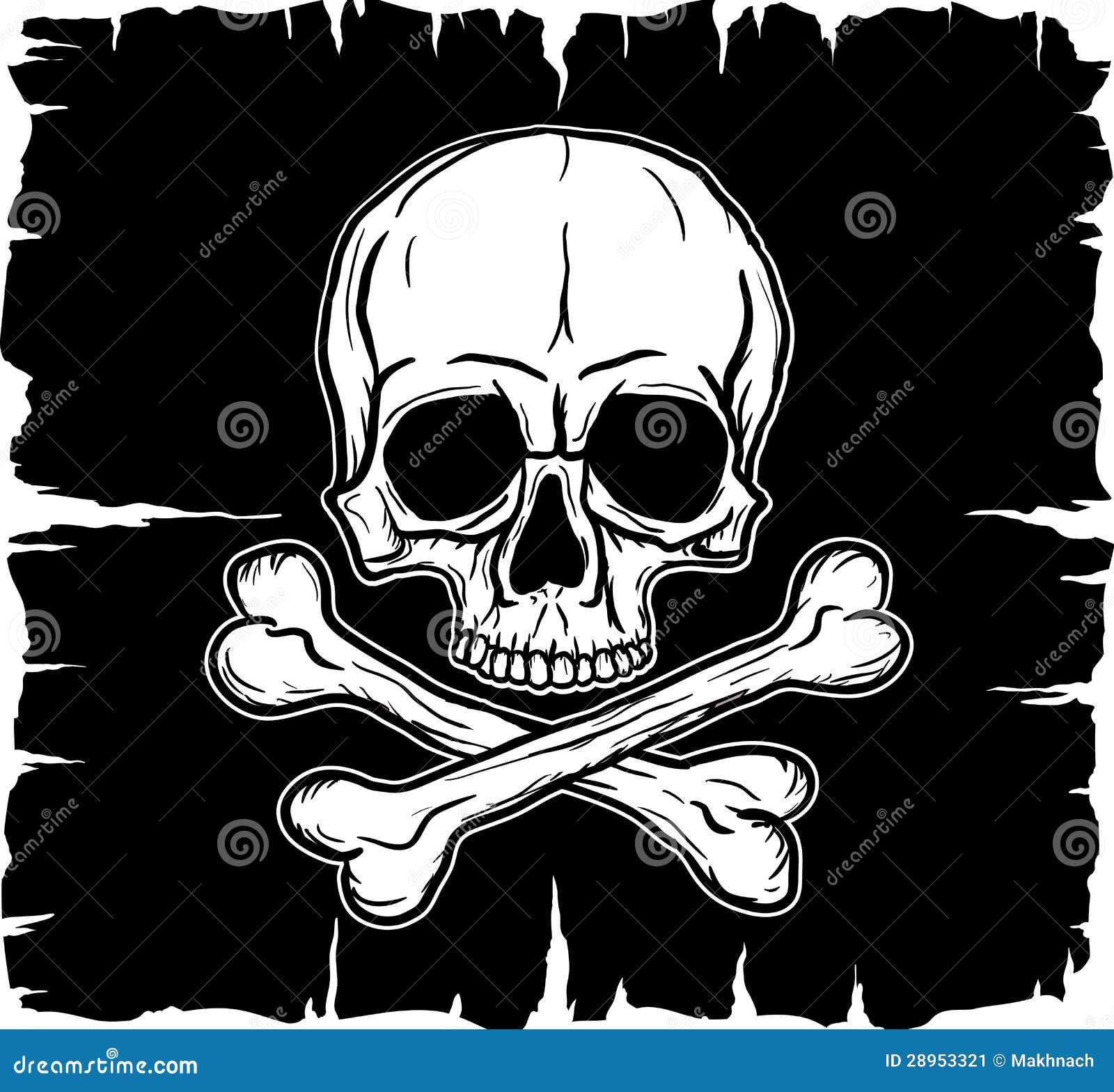 Skull and Crossbones Over Black Flag Stock Vector - Illustration of ...