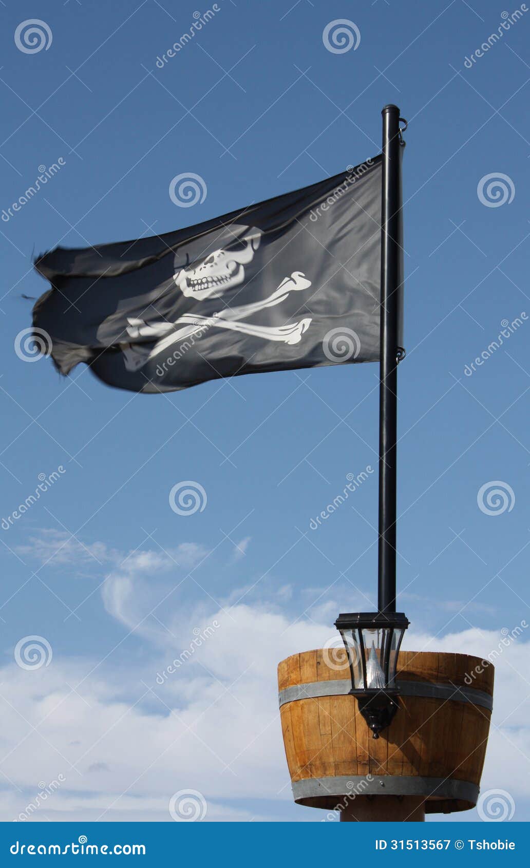 Skull & Crossbones Pirate Flag Stock Image - Image of crossbones, blue ...