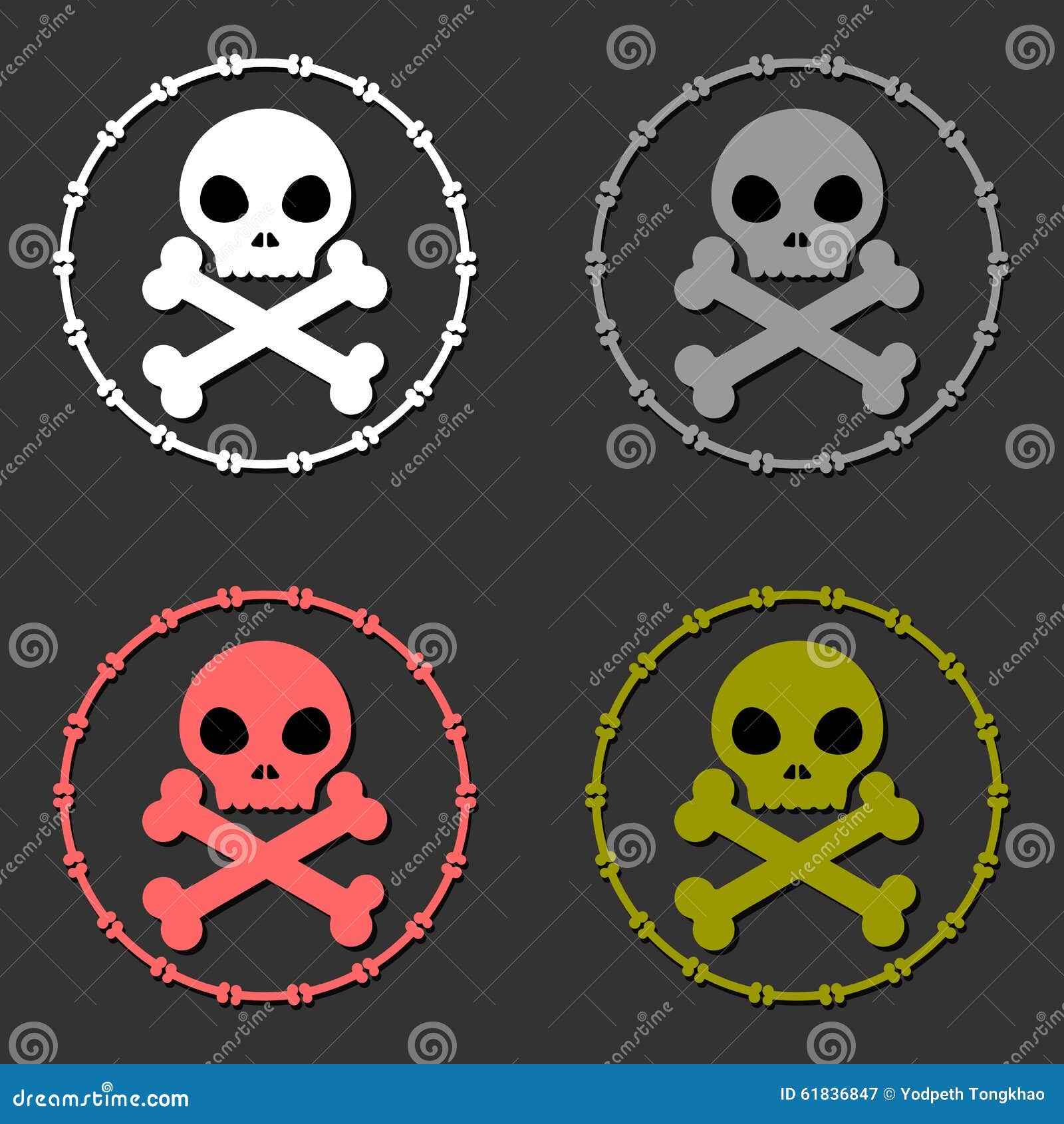 Skull and Crossbones Sign Symbol Set Stock Vector - Illustration of ...
