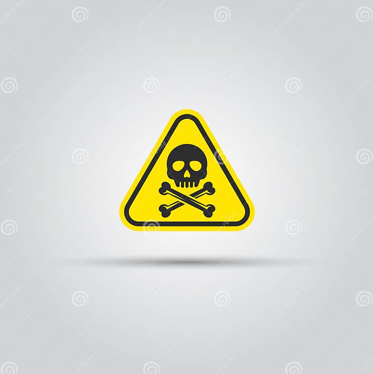 Skull and Crossed Bones Caution Triangular Sign Stock Vector ...