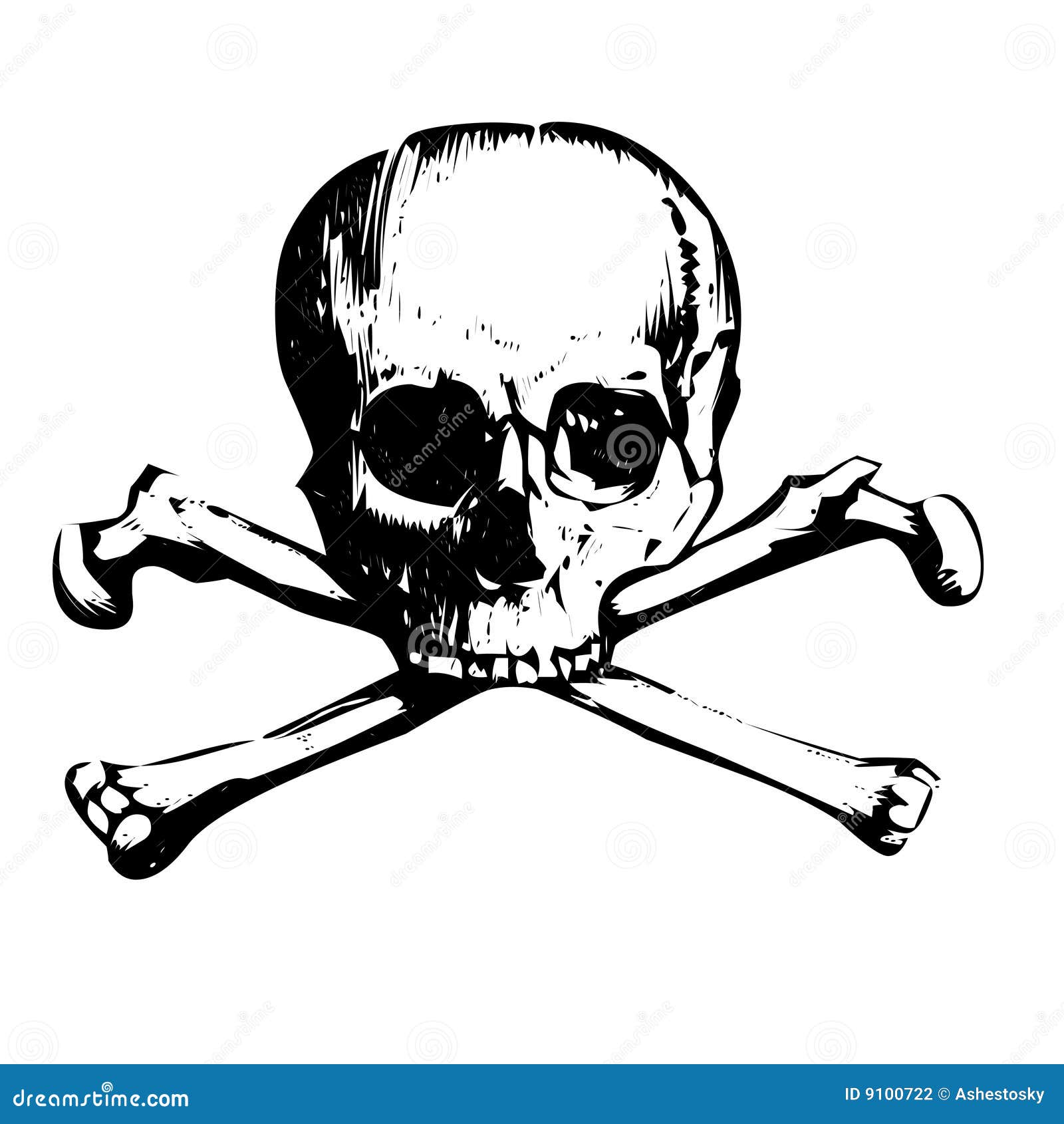 Skull and Crossed Bones Vector Stock Vector - Illustration of stylized ...