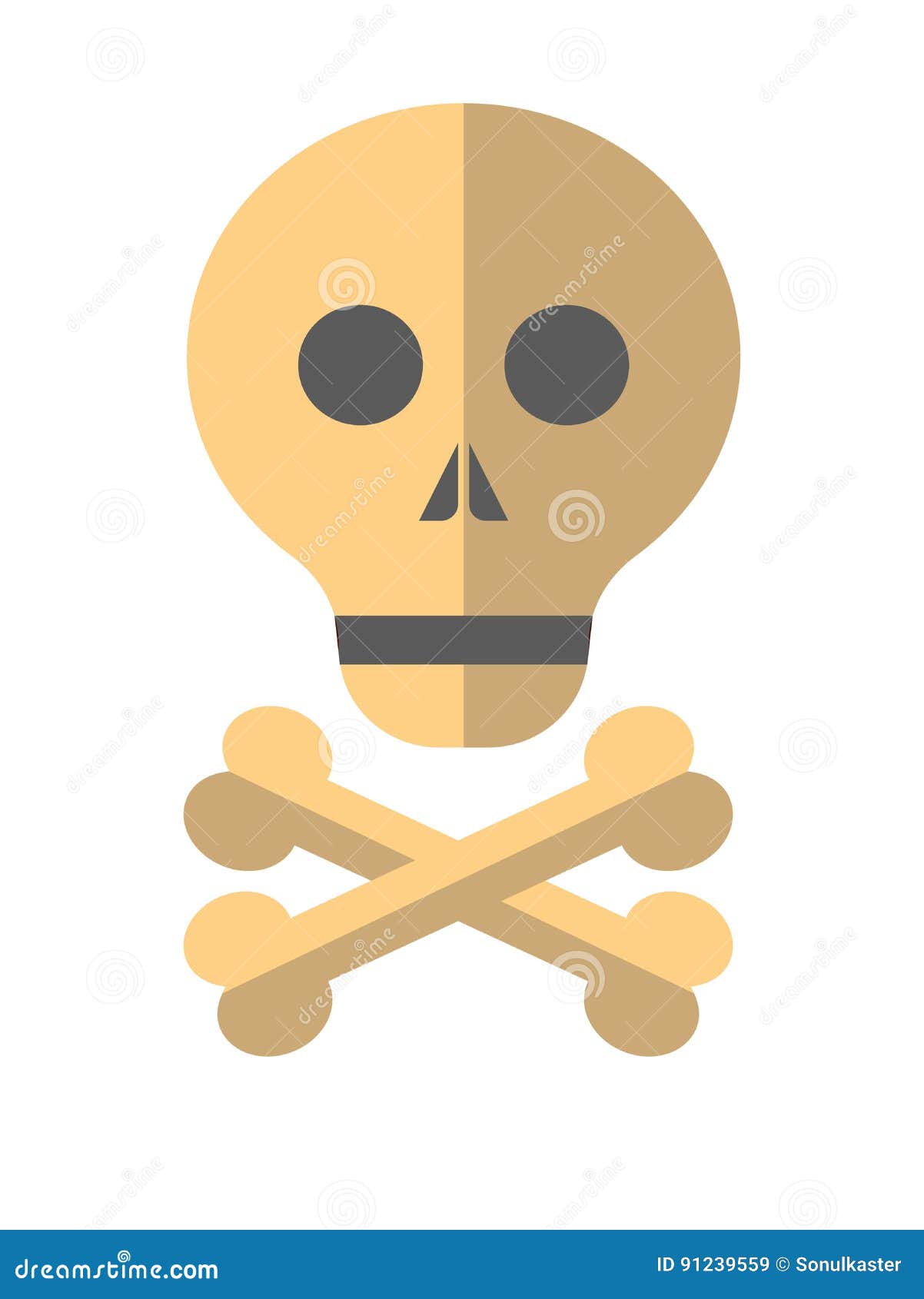 Skull And Crossed Bones Isolated On White Background. Cartoon Human ...