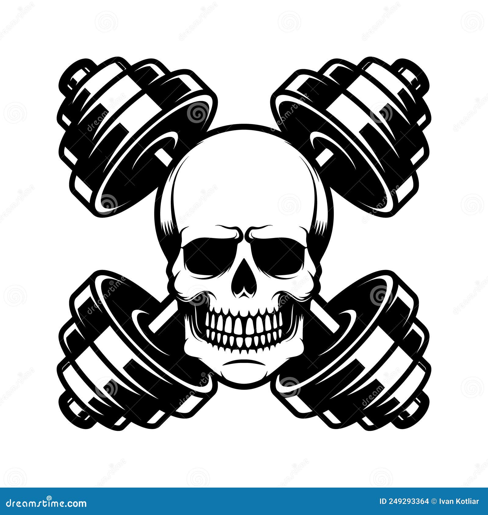 Skull with Crossed Dumbbells. Vector Illustration1 Stock Vector ...