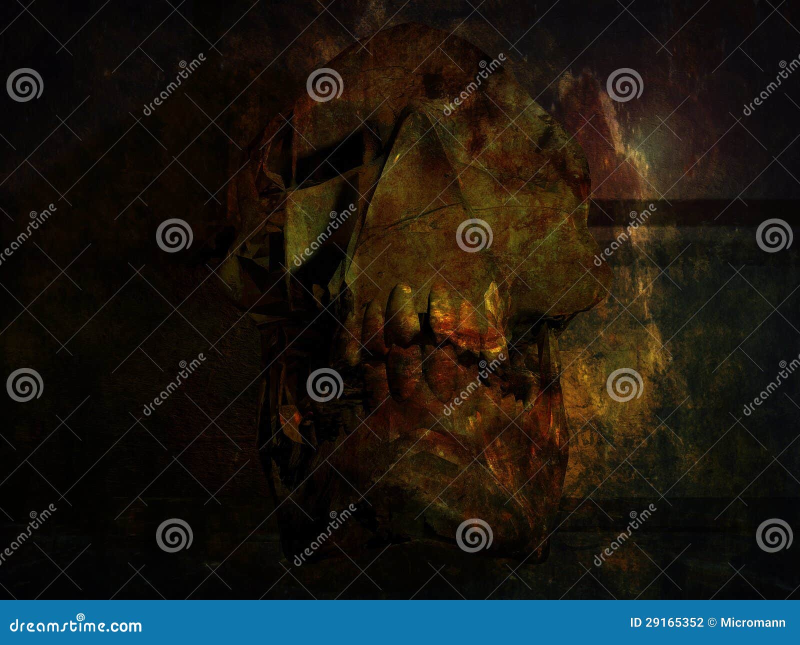Skull in a crypt stock illustration. Illustration of horror - 29165352