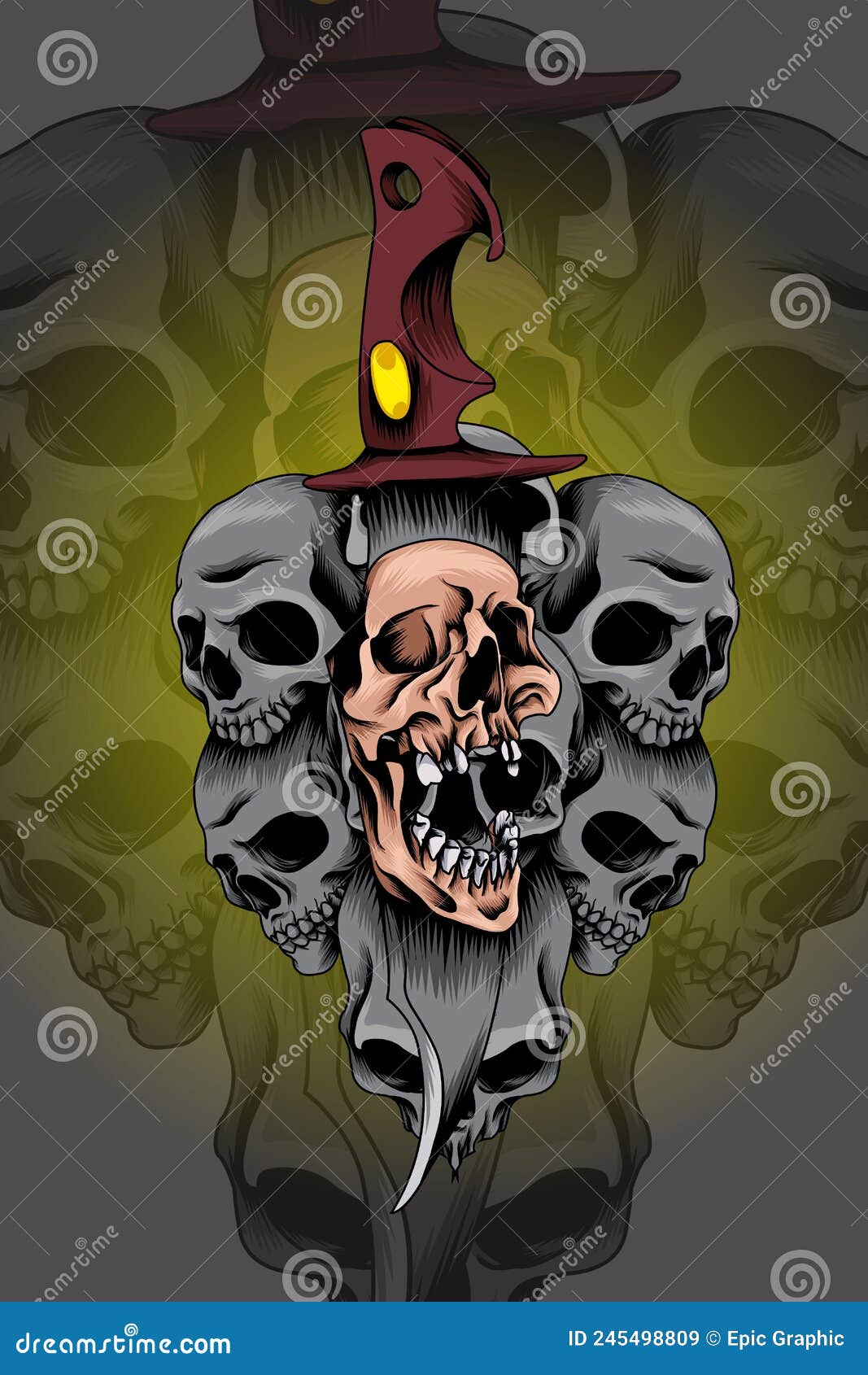 Skull with Dagger Vector Illustration Stock Vector - Illustration of ...
