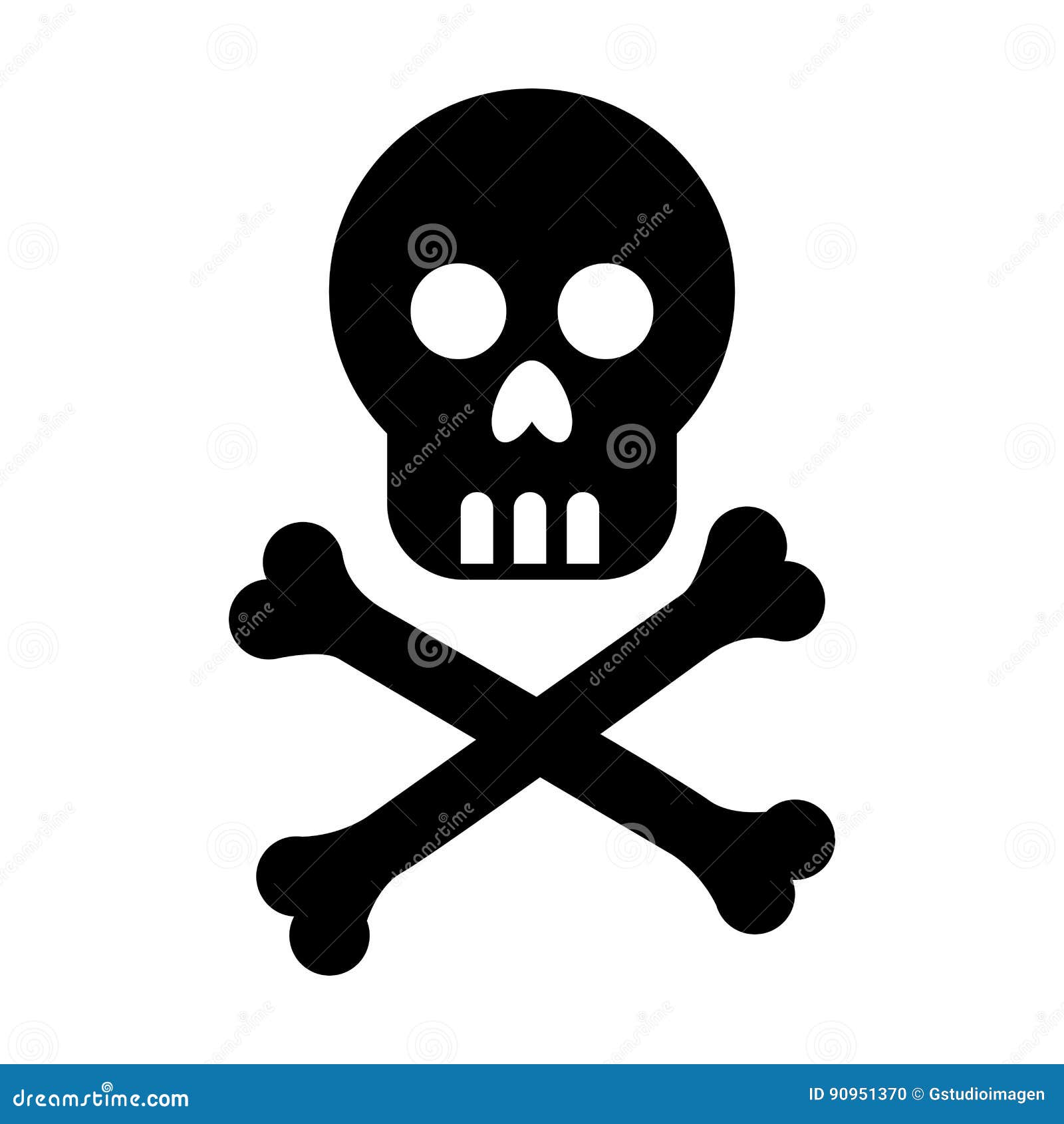 Skull danger signal icon stock vector. Illustration of alarm - 90951370
