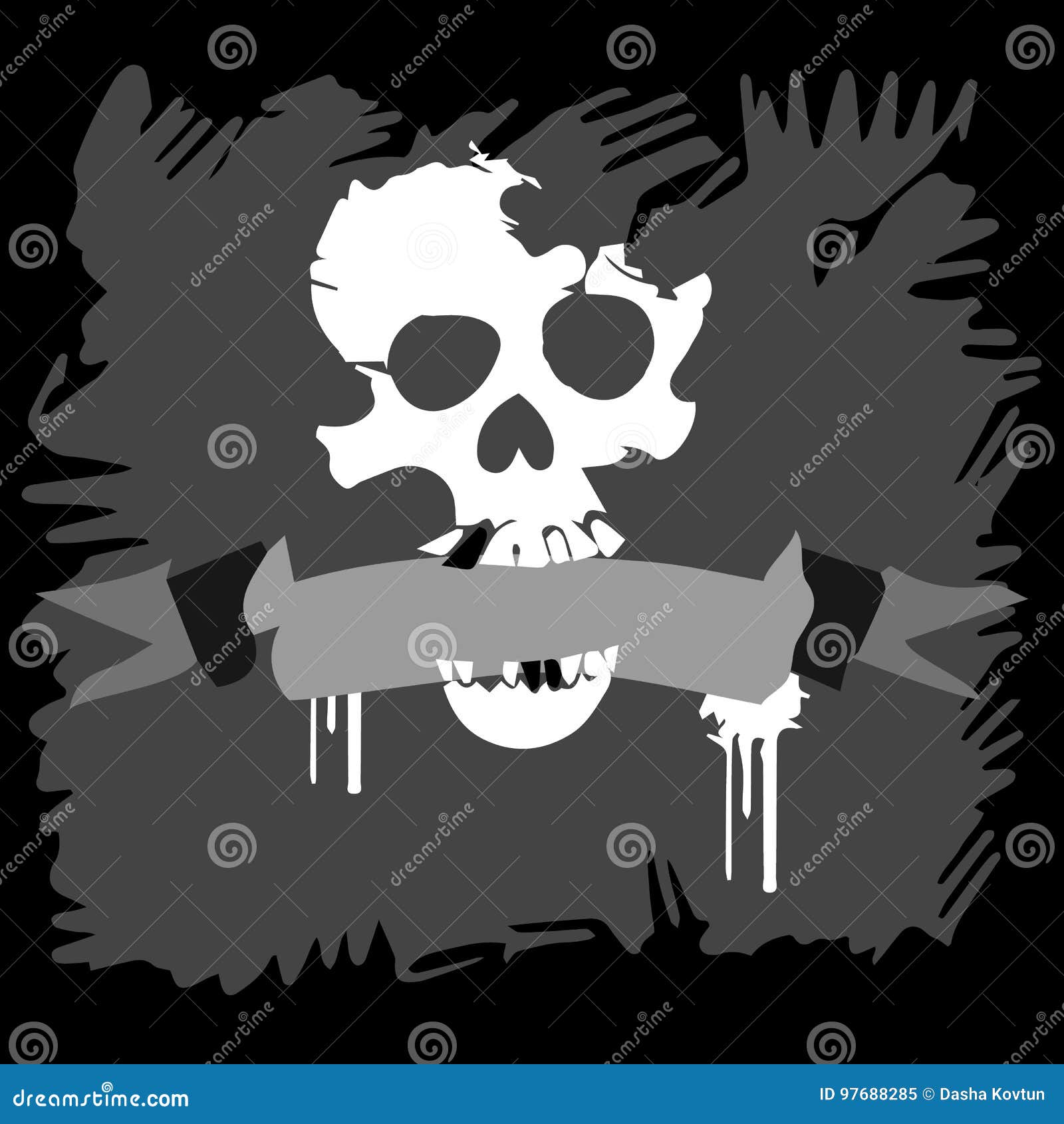 Skull Dead Skeleton Halloween Illustration Cartoon Stock Illustration ...