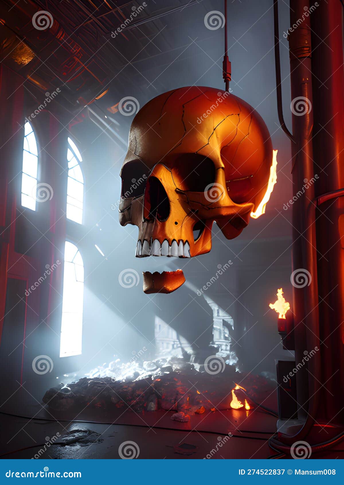 Skull of the Death on the Fire , Ai Generated Stock Illustration ...