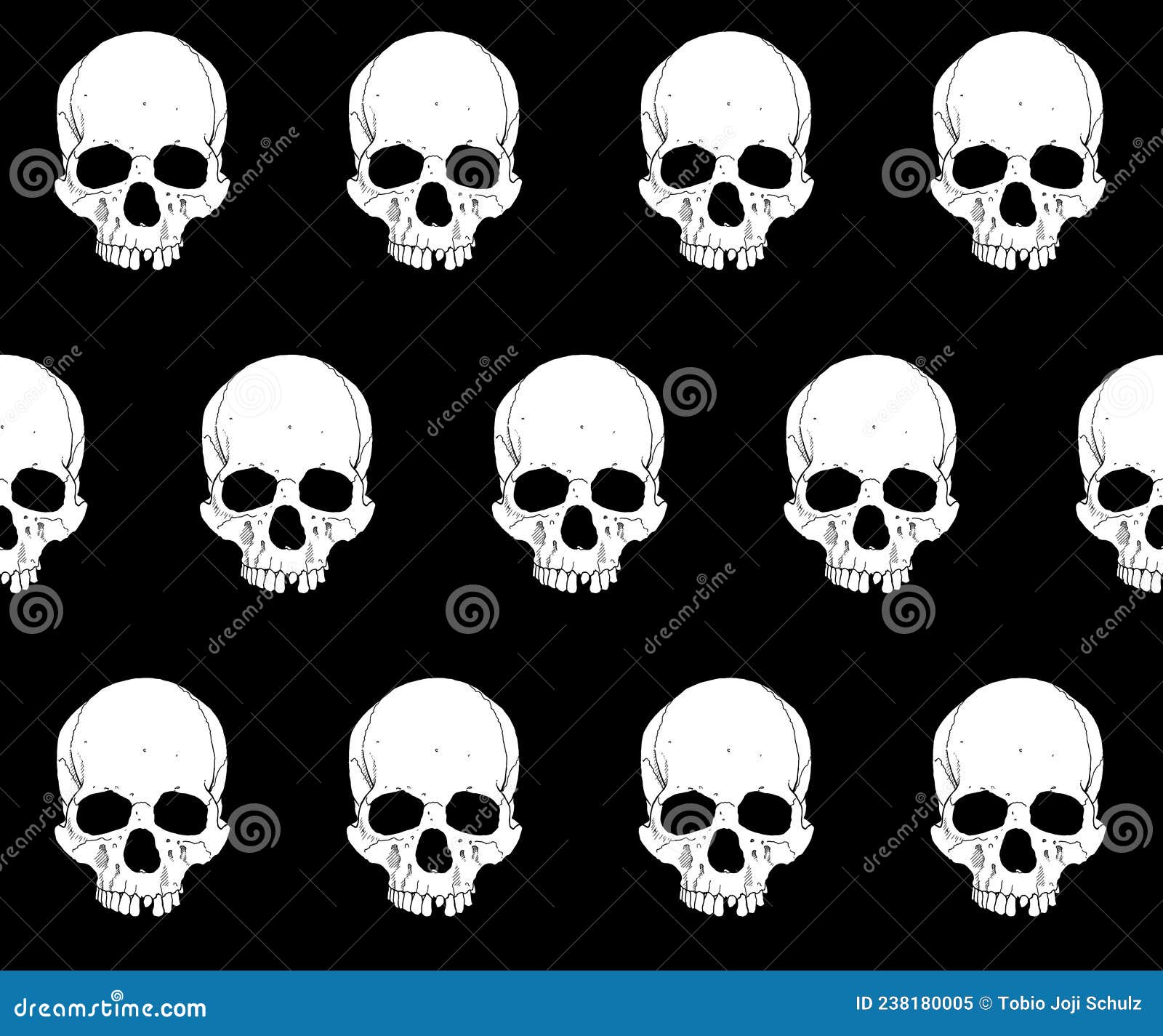 Seamless skull pattern stock vector. Illustration of human - 238180005
