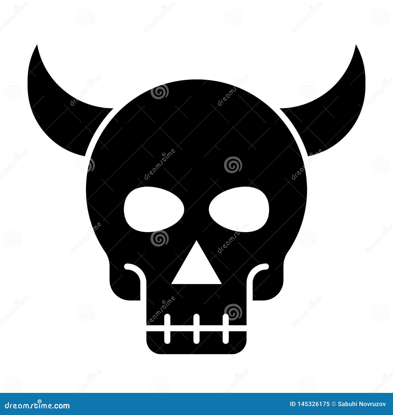Skull of Devil Solid Icon. Skull with the Horns Web Vector Illustration ...