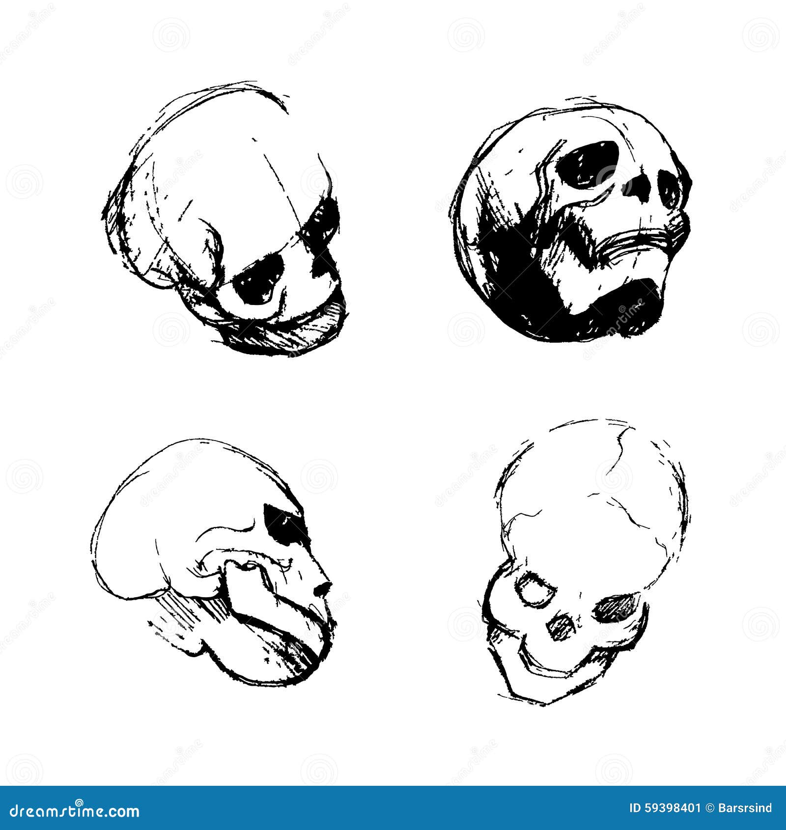 Skull from different views stock illustration. Illustration of ornament ...