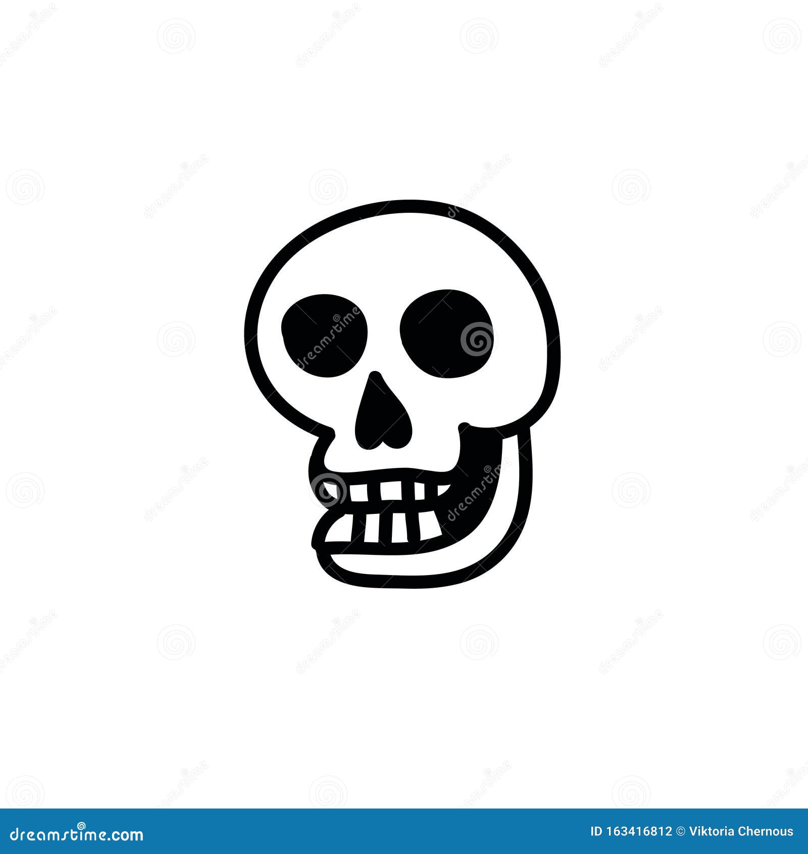 Skull Doodle Icon, Vector Illustration Stock Illustration ...