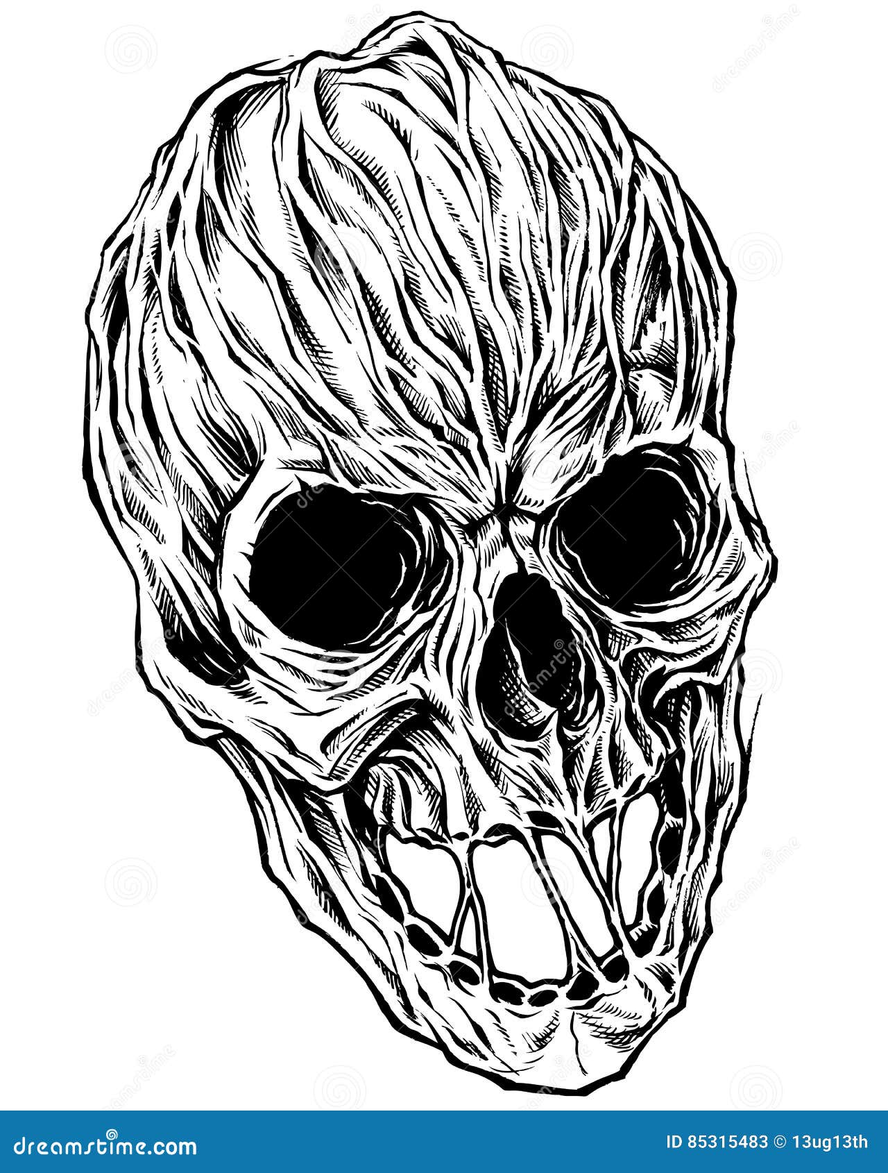 Skull Drawing Line Work Vector. | CartoonDealer.com #85320184