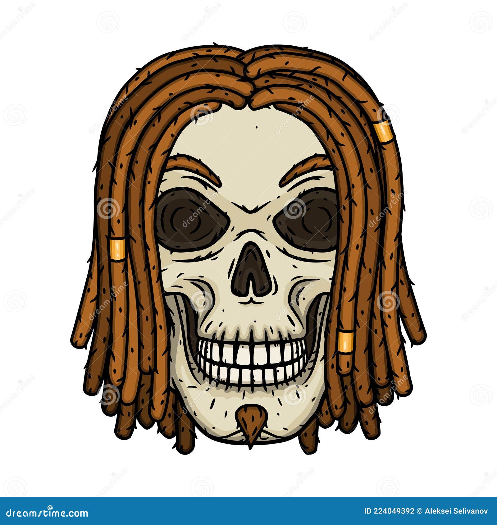 Skull with Dreadlocks. Rastaman Skull. Vector Illustration Isolated on ...