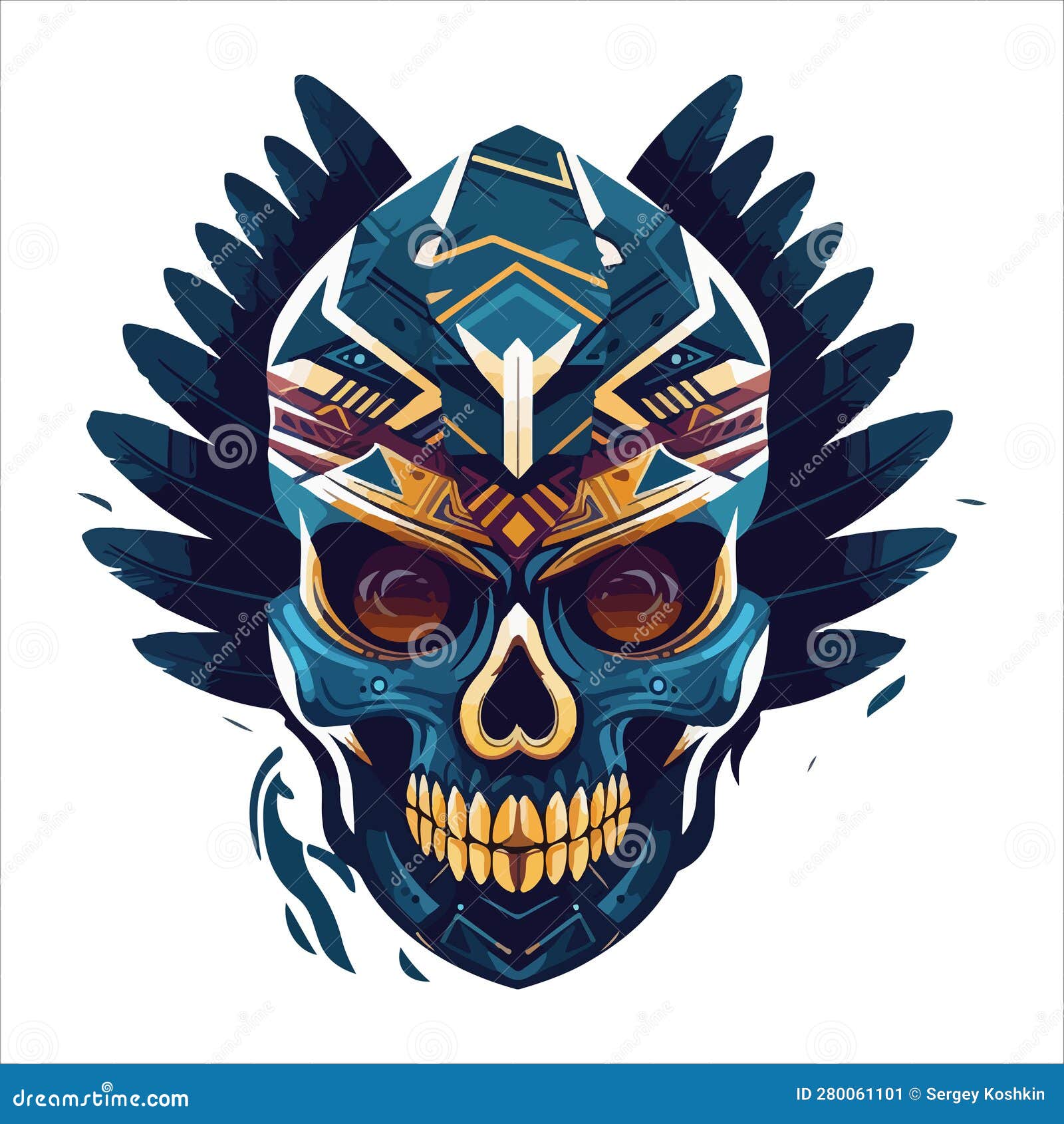 Skull Emblem Vector Logo. Agressive Human Cherokee, Apache Skull Stock ...