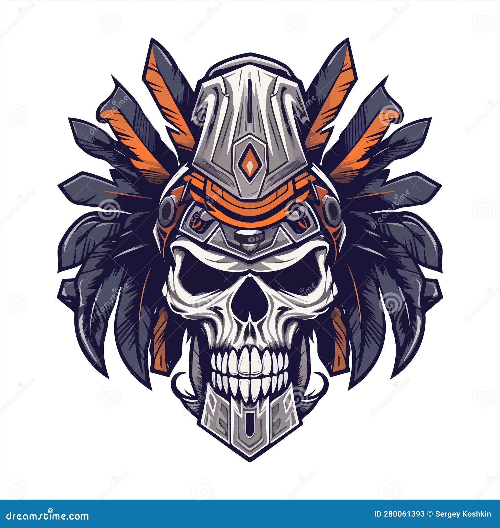 Skull Emblem Vector Logo. Agressive Human Cherokee, Apache Skull Stock ...