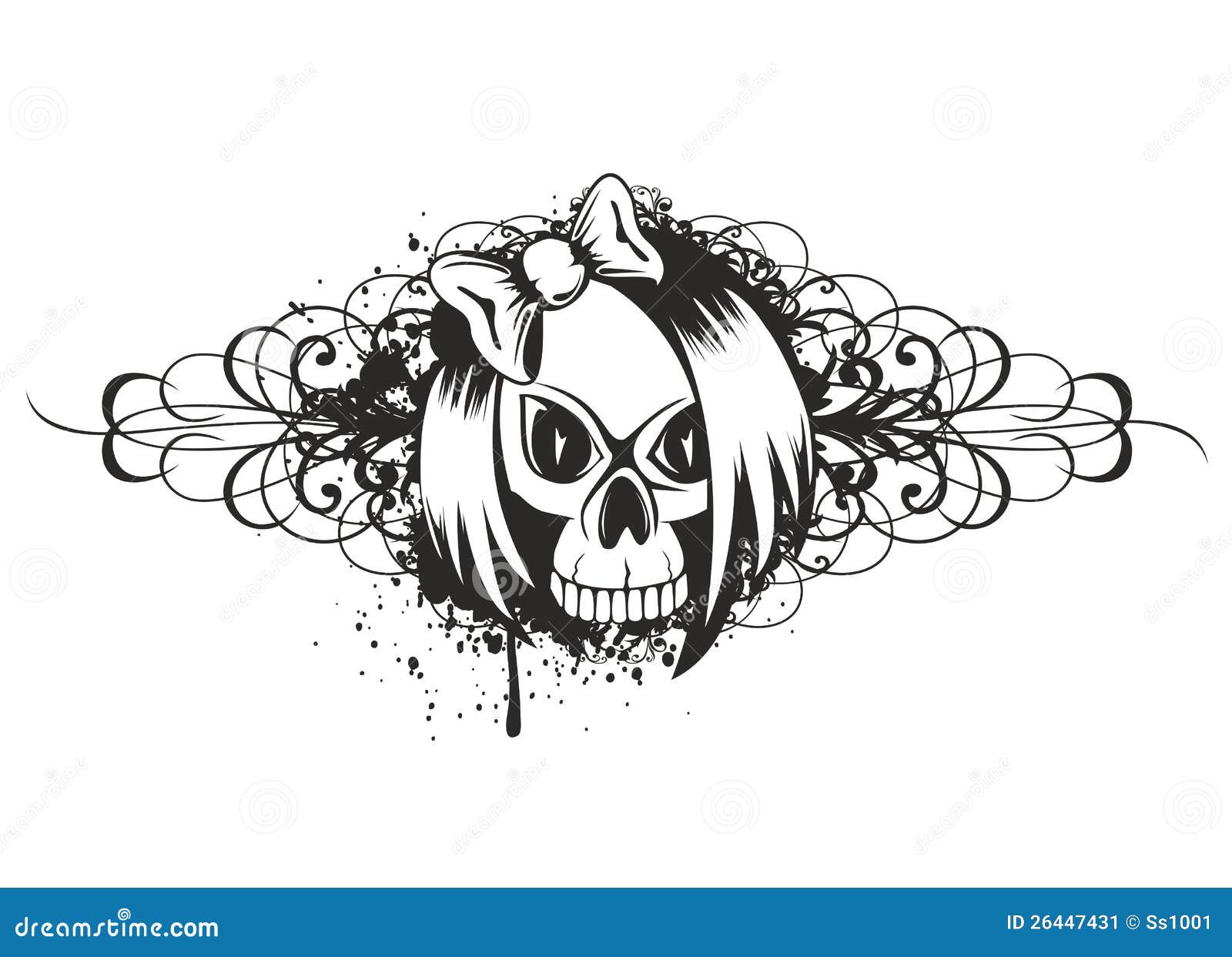 Skull emo with pattern stock vector. Illustration of dead - 26447431