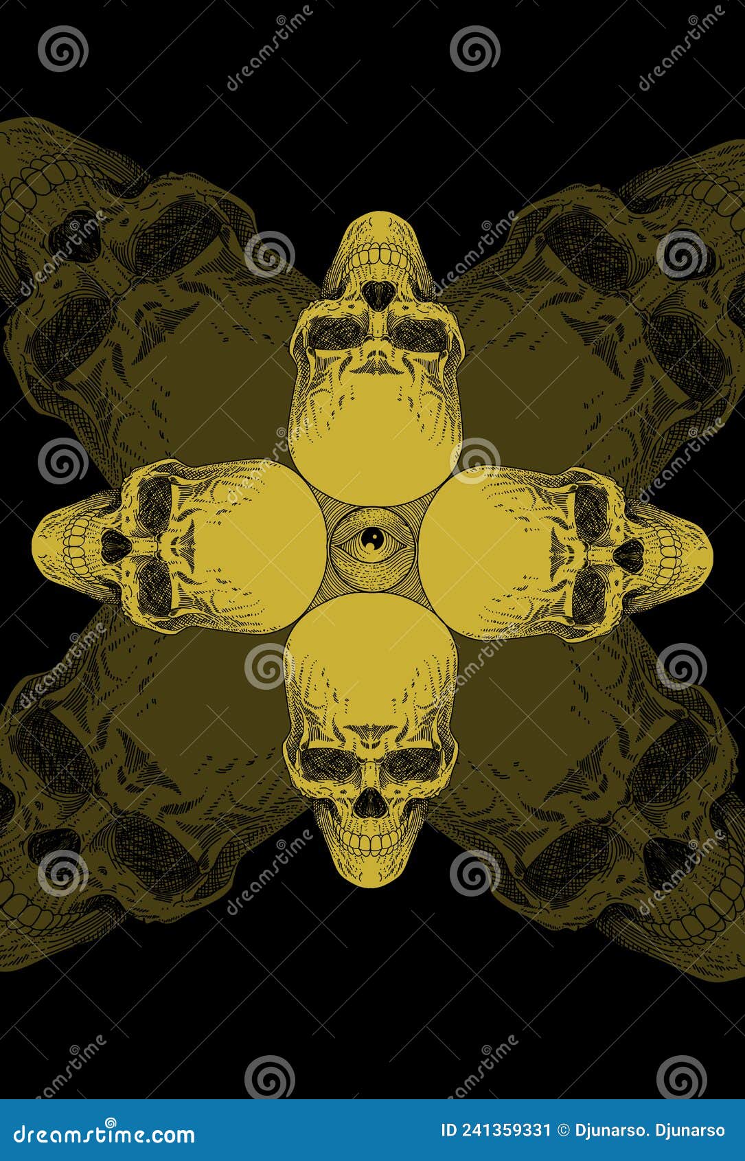Skull with Eyes Artwork Illustration Stock Vector - Illustration of ...