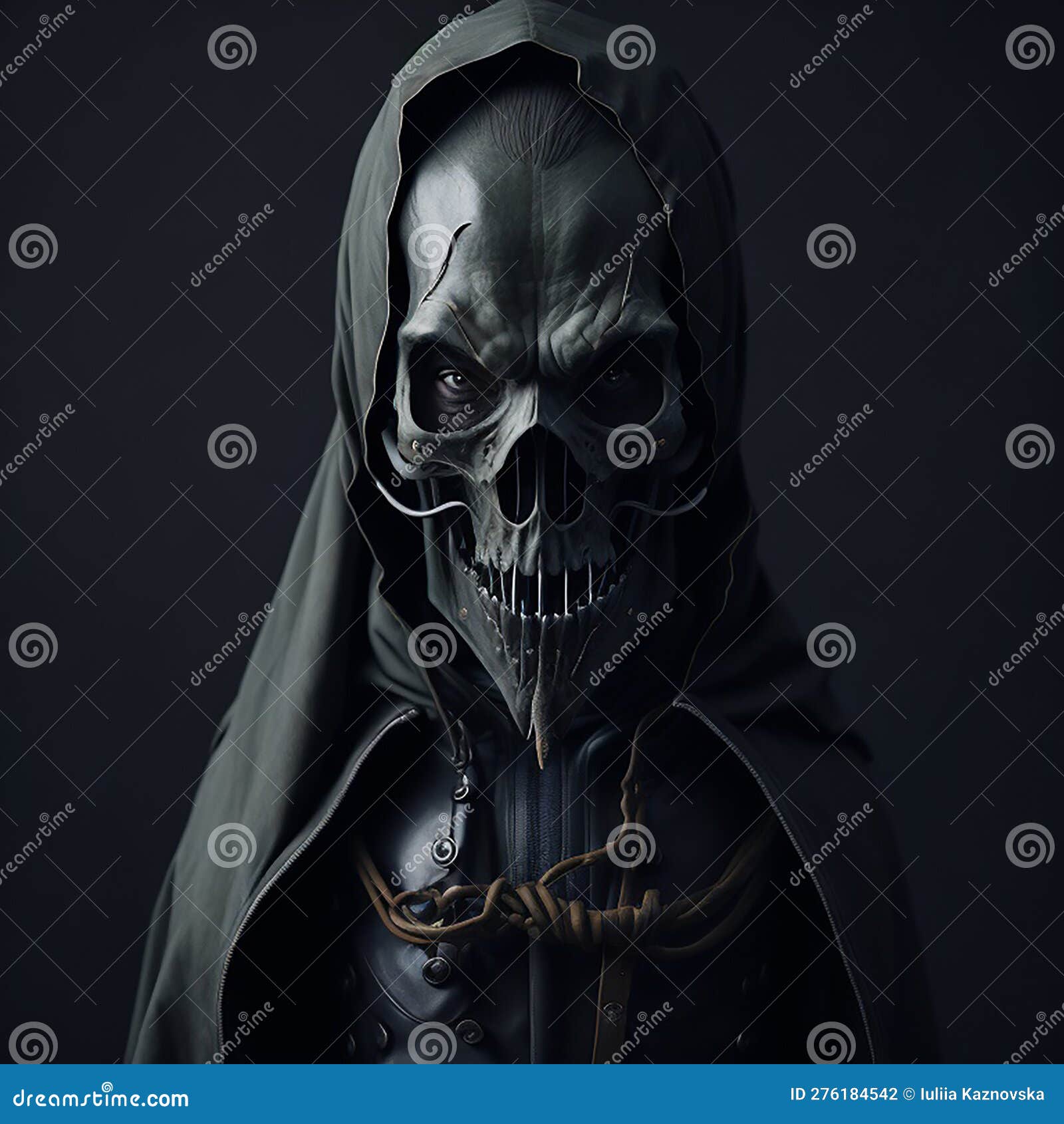 Skull with Eyes in a Cloak with a Hood by Artificial Intelligence Stock ...