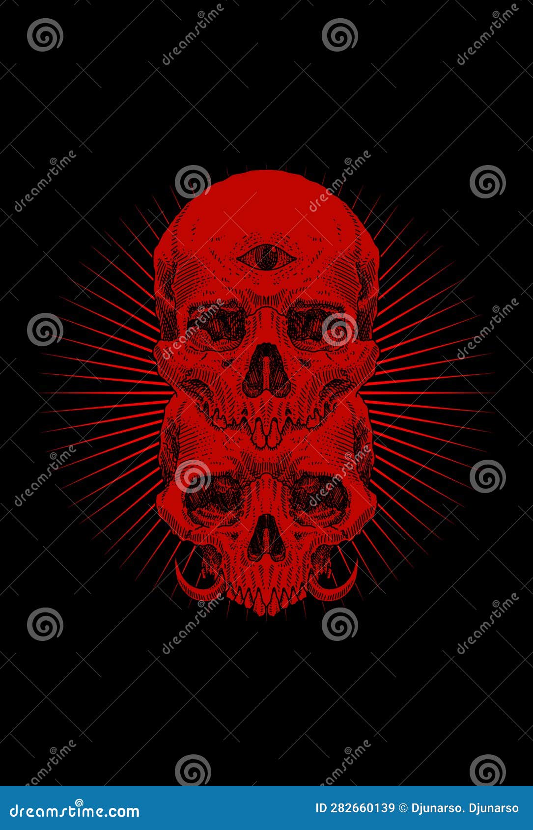 Skull with Eyes and Light Artwork Illustration Stock Vector ...