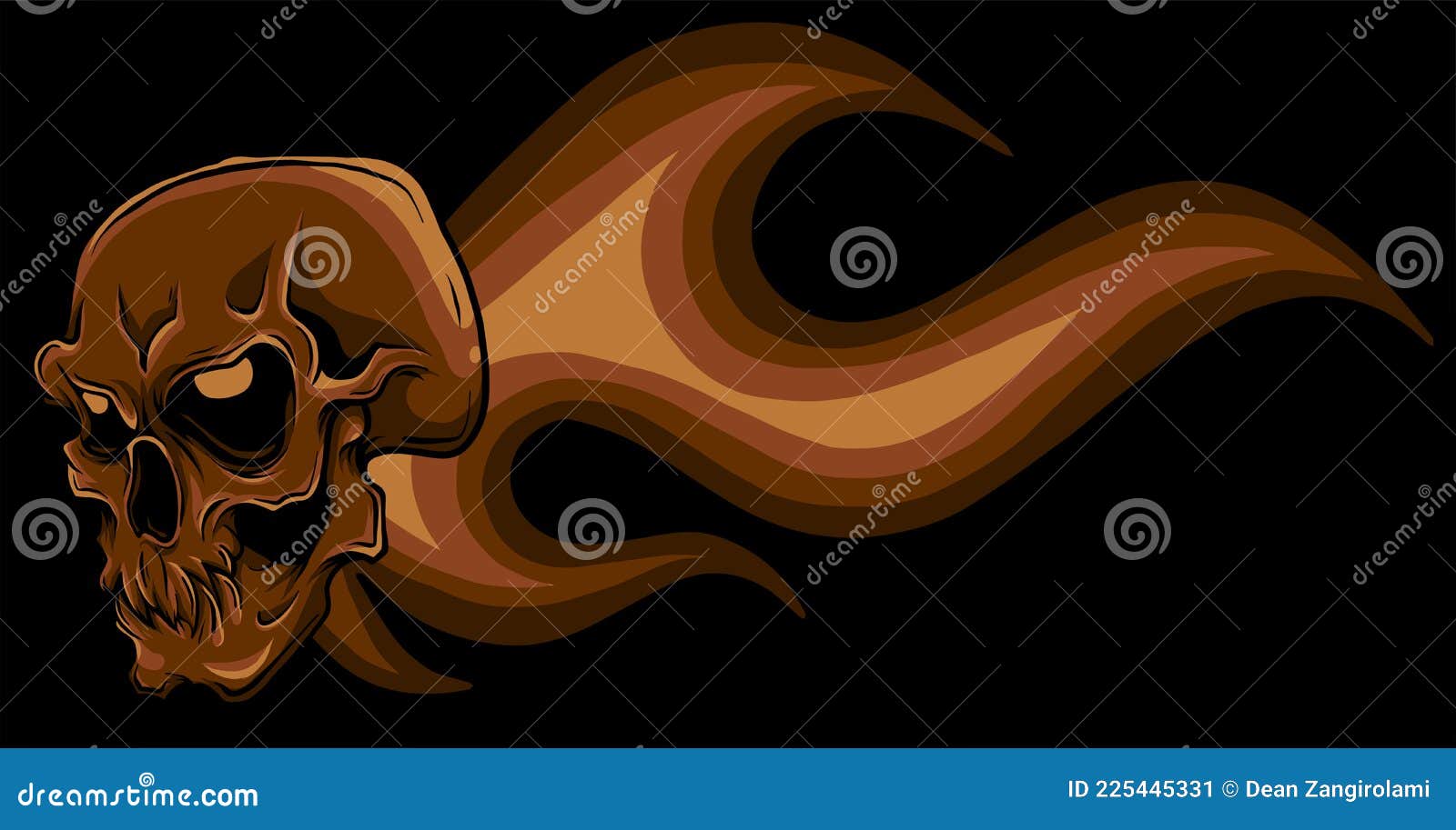 Skull on Fire with Flames Vector Illustration Stock Vector ...